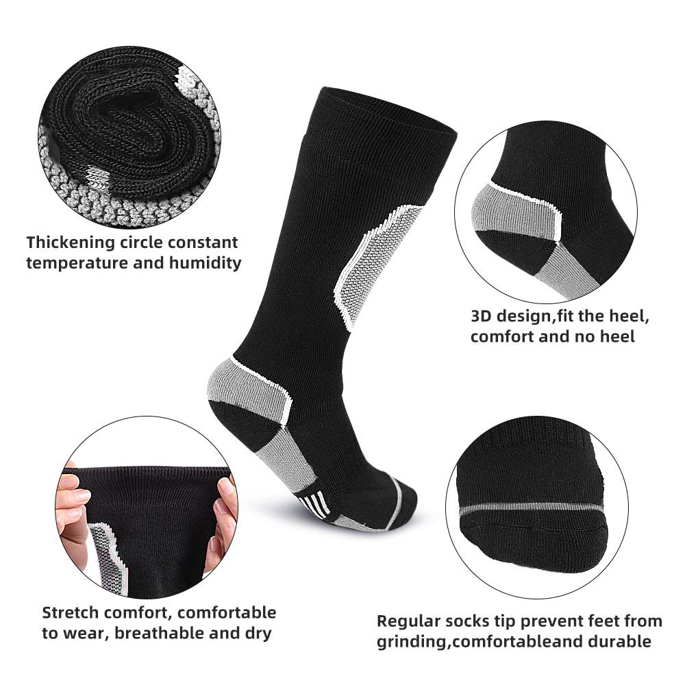 ZEPOHCK [2 Pairs Winter Thicken Sports Ski Socks, Calf Compression Thermal Socks for Men and Women