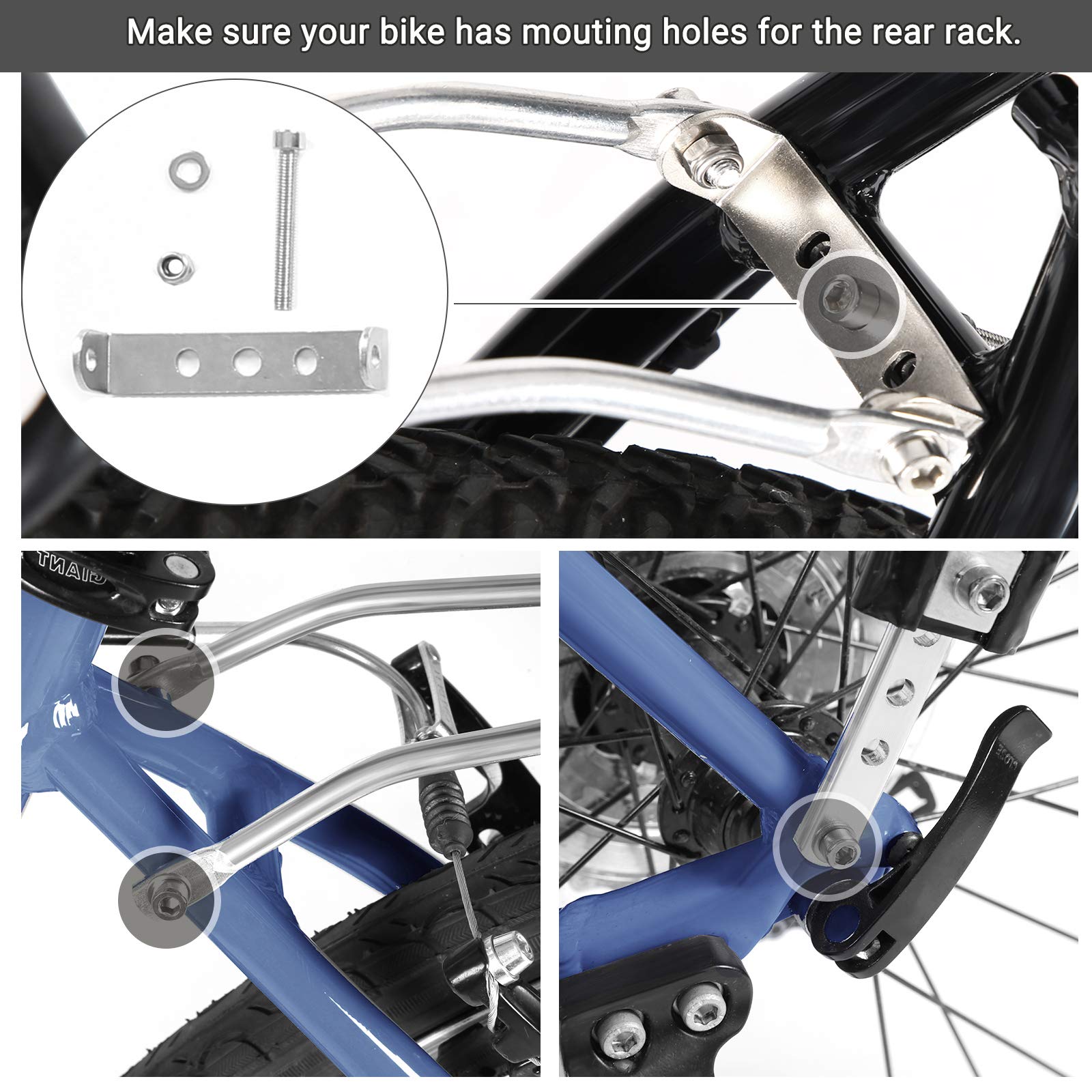 SONGMICS Bike Cargo Rack for Linear-Pull Brakes, Rear Bike Carrier USBC01B