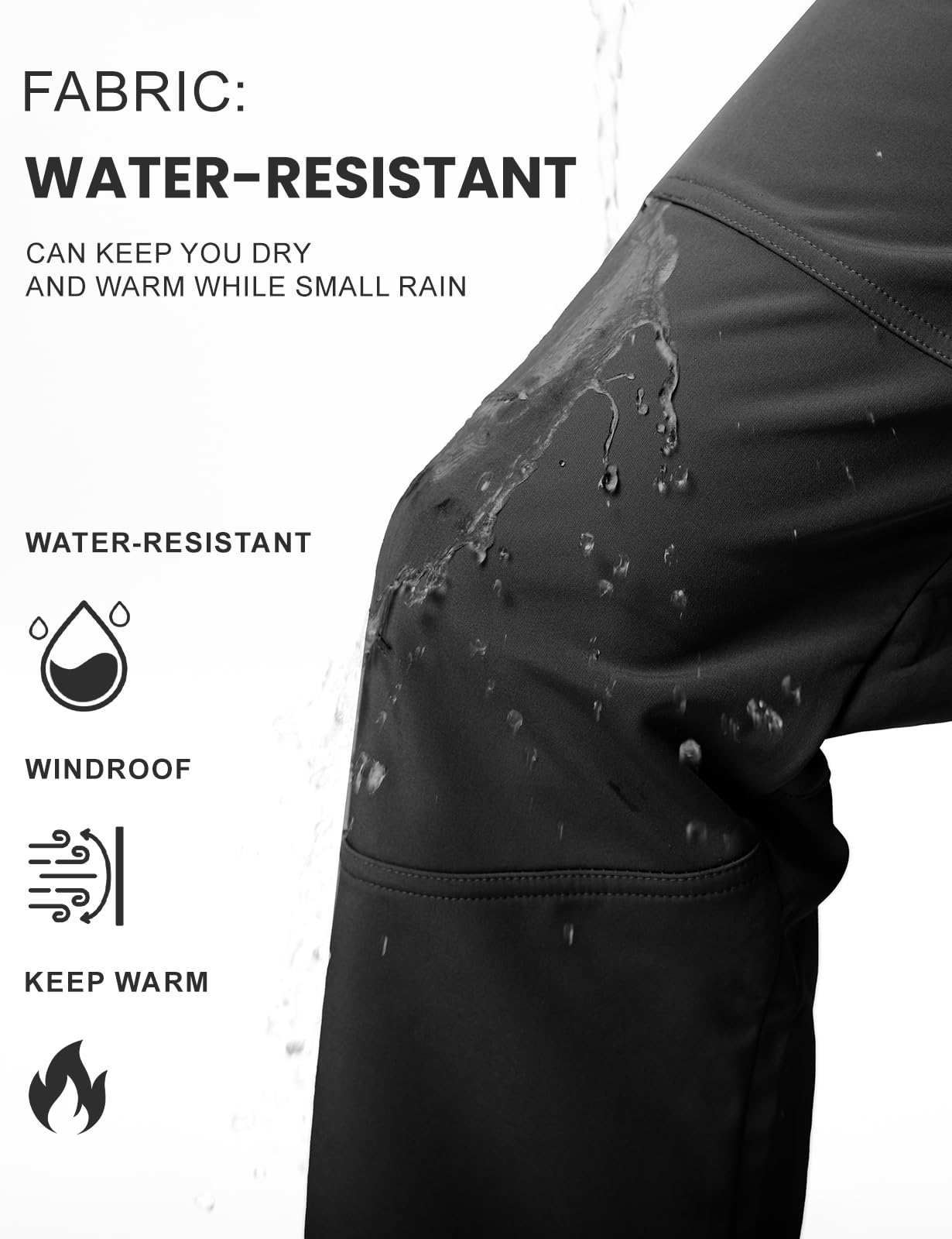 TBMPOY Men's Snow Ski Hiking Pants Waterproof Winter Fleece Lined Pants Camping Skiing Ice Fishing Pants with Belt 01 Thick Black L