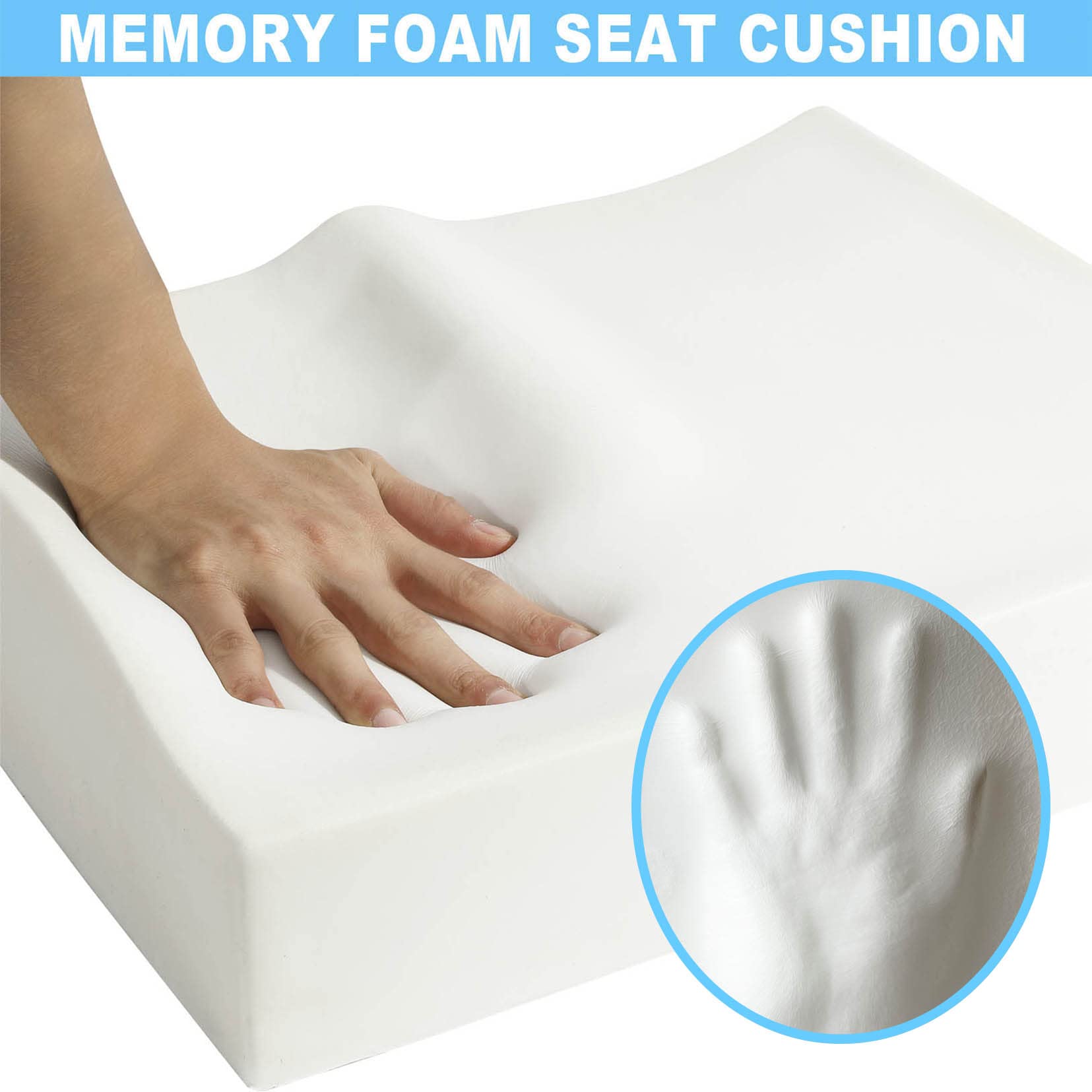 ZAUXO Memory Foam Seat Cushion: Office Chair Cushion, Seat Cushion for Tailbone, Sciatica, Lower Back Pain Relief Butt Pillow for Car, Office Chair, Wheelchair, Extra Large