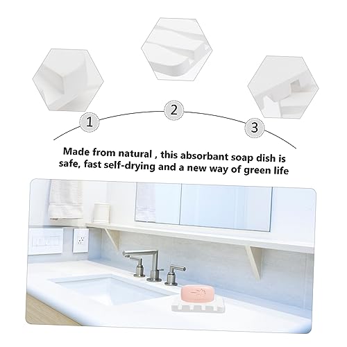Zerodeko 2 Pcs Shower Soap Soap Container Diatomite Soap Holder Water Absorption Soap Pad White Soap Dish Quick Dry Soap Holder Soap Dishes for Bathroom Diatom Mud Soap Box Lining