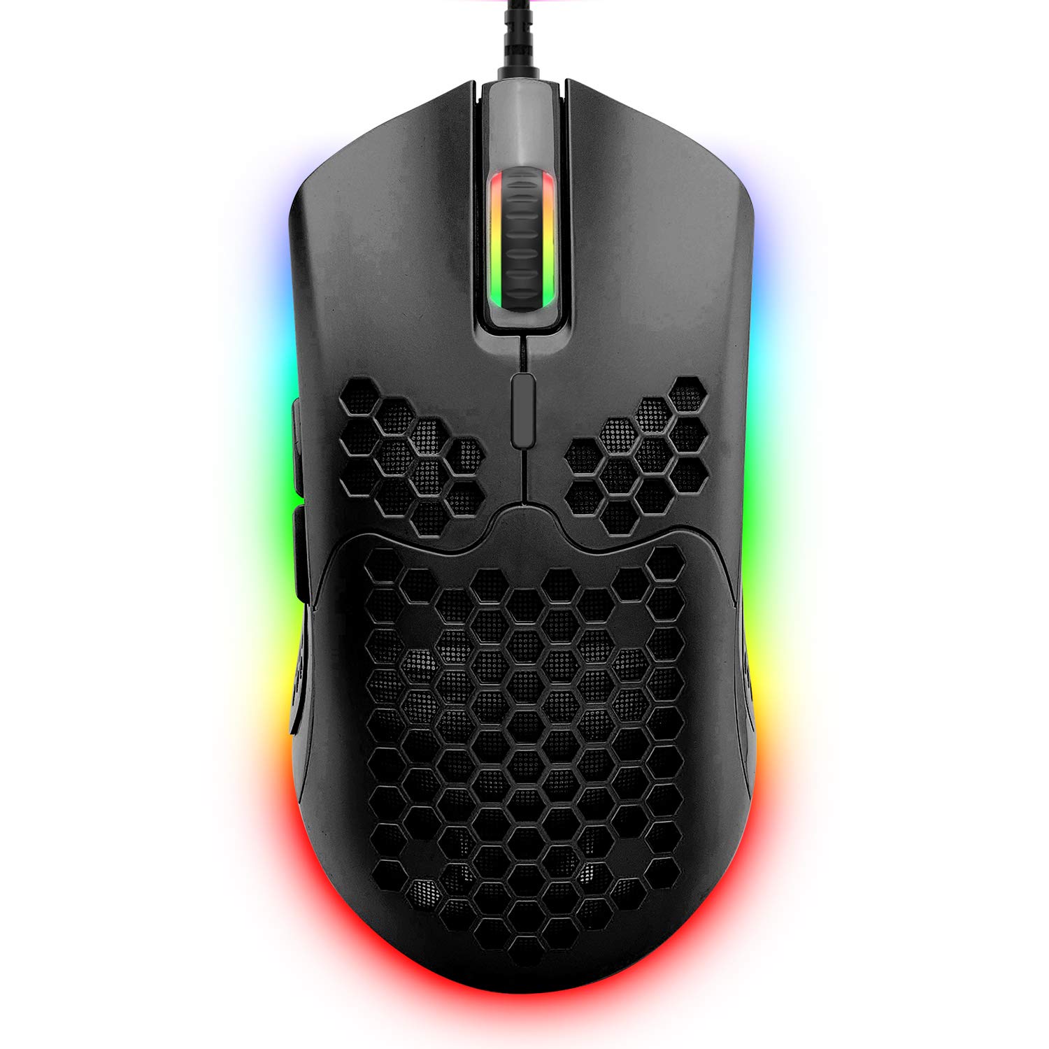 ZIYOU LANG Wired Lightweight Gaming Mouse,6 RGB Backlit Mouse with 7 Buttons Programmable Driver,6400DPI Computer Mouse,Ultralight Honeycomb Shell Ultraweave Cable Mouse for PC Gamers,Xbox,PS4(Red)