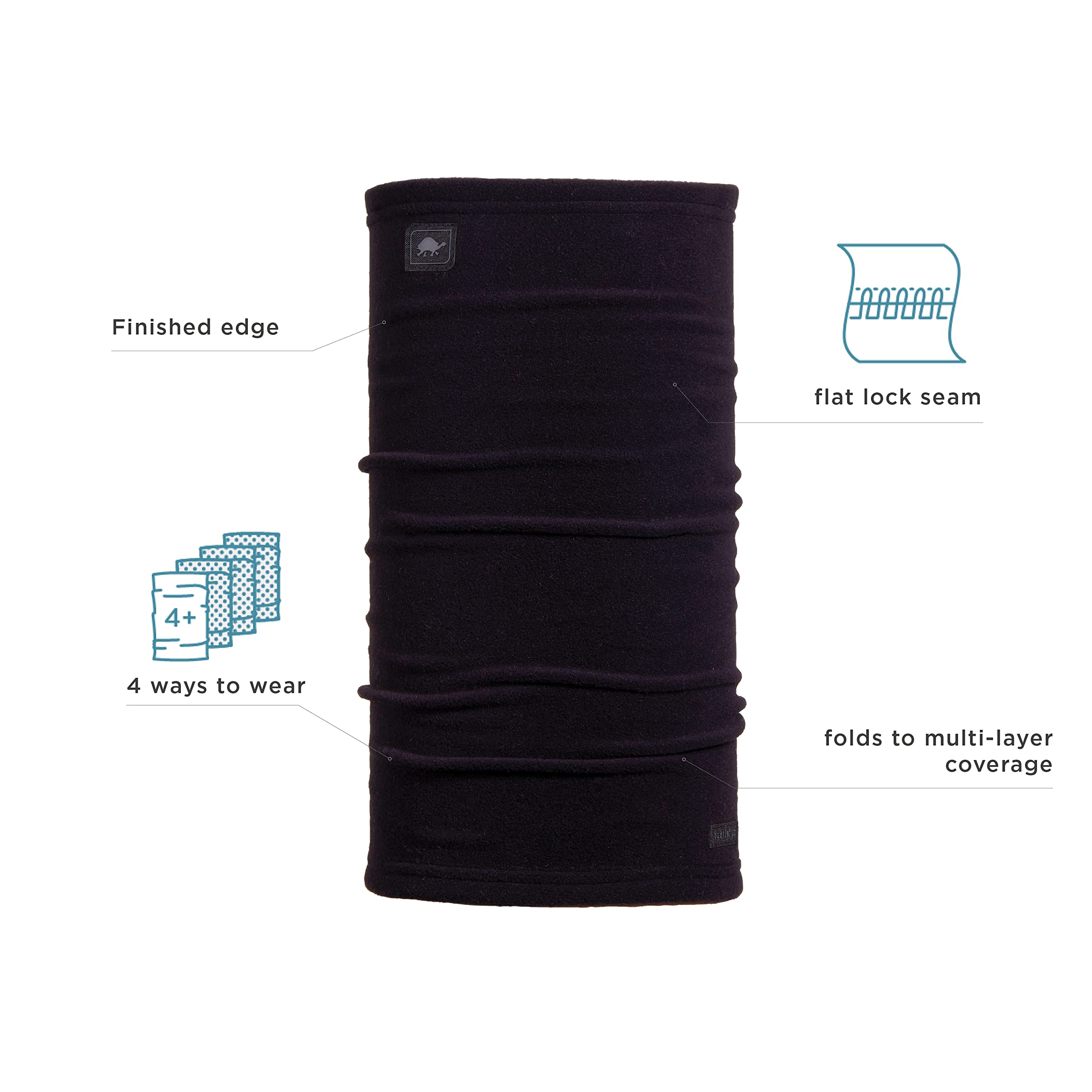 Turtle Fur Micro Fur Stretch Turtle Tube Long Neckwarmer, Black