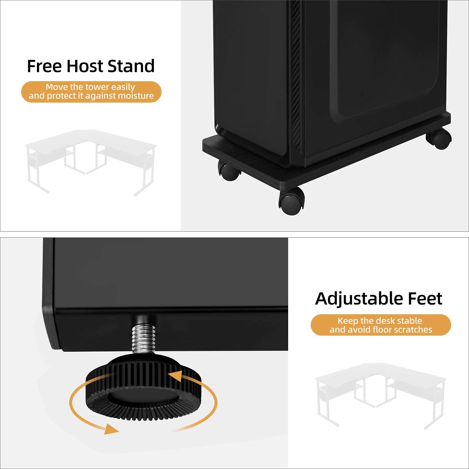 YITAHOME Tiltable L-Shaped Computer Desk with Storage Bookshelf, 67 inch Double Workstation Modern Corner Studying Desk Drafting Drawing Gaming Table for Office Home, Black, FTOFOD-0007