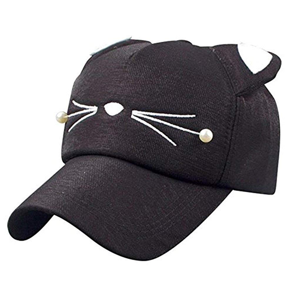 Women Adjustable Cat Ears Cap Baseball Sun Hats Hip Hop Hat Black