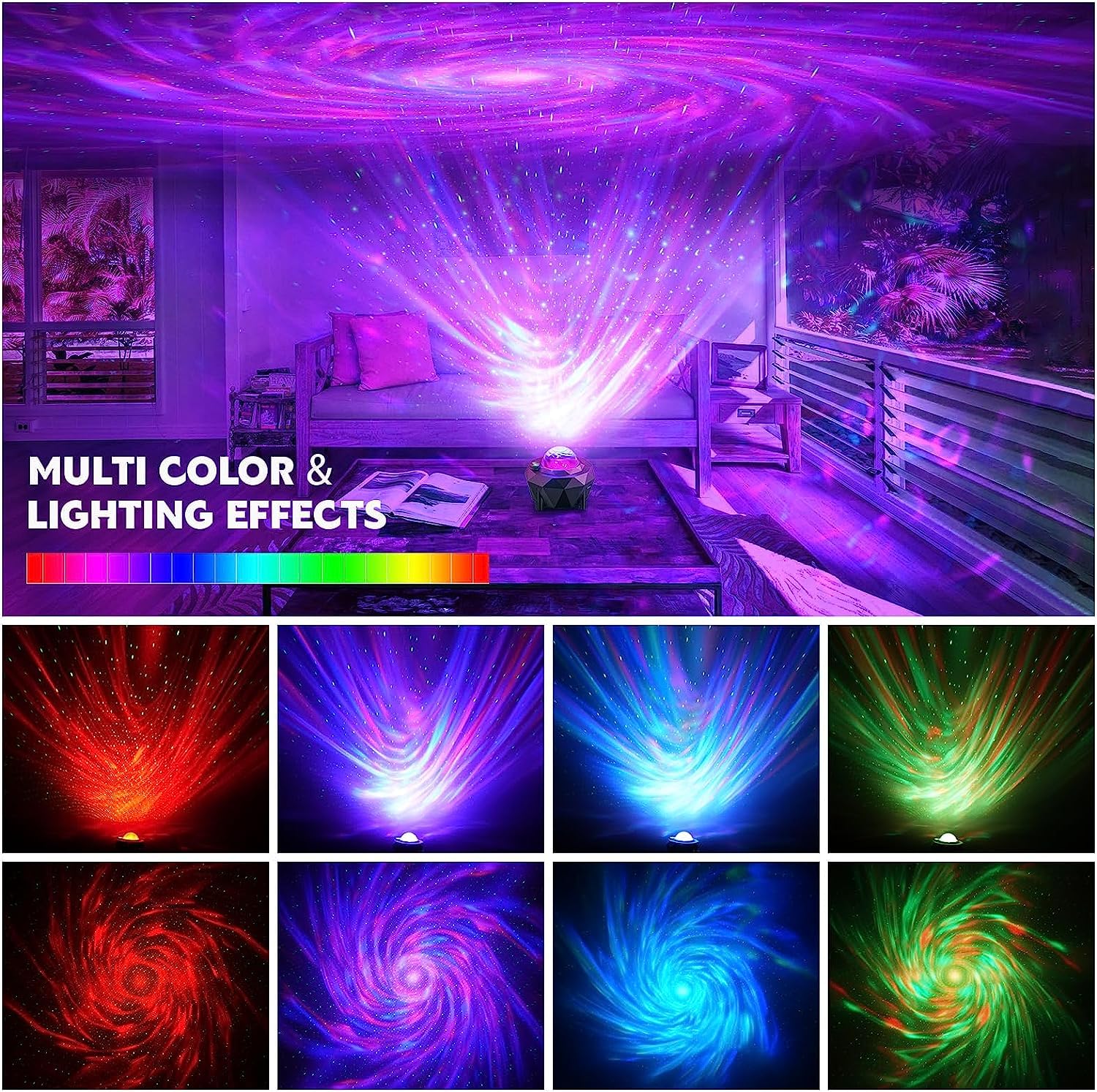 Star Projector, ZonQoonz Galaxy Projector with APP Remote Control, Bluetooth Music Speaker Aurora Night Light for Kids Adults Gaming Room, Home Theater, Birthday, Party-2 Pack, Black
