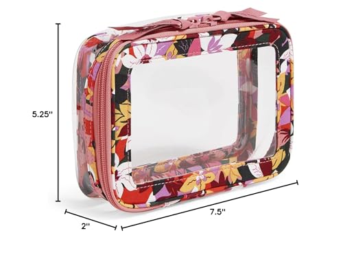 Vera Bradley Women's Clear Zip-around Cosmetic Makeup Organizer Bag, Rosa Floral, One Size