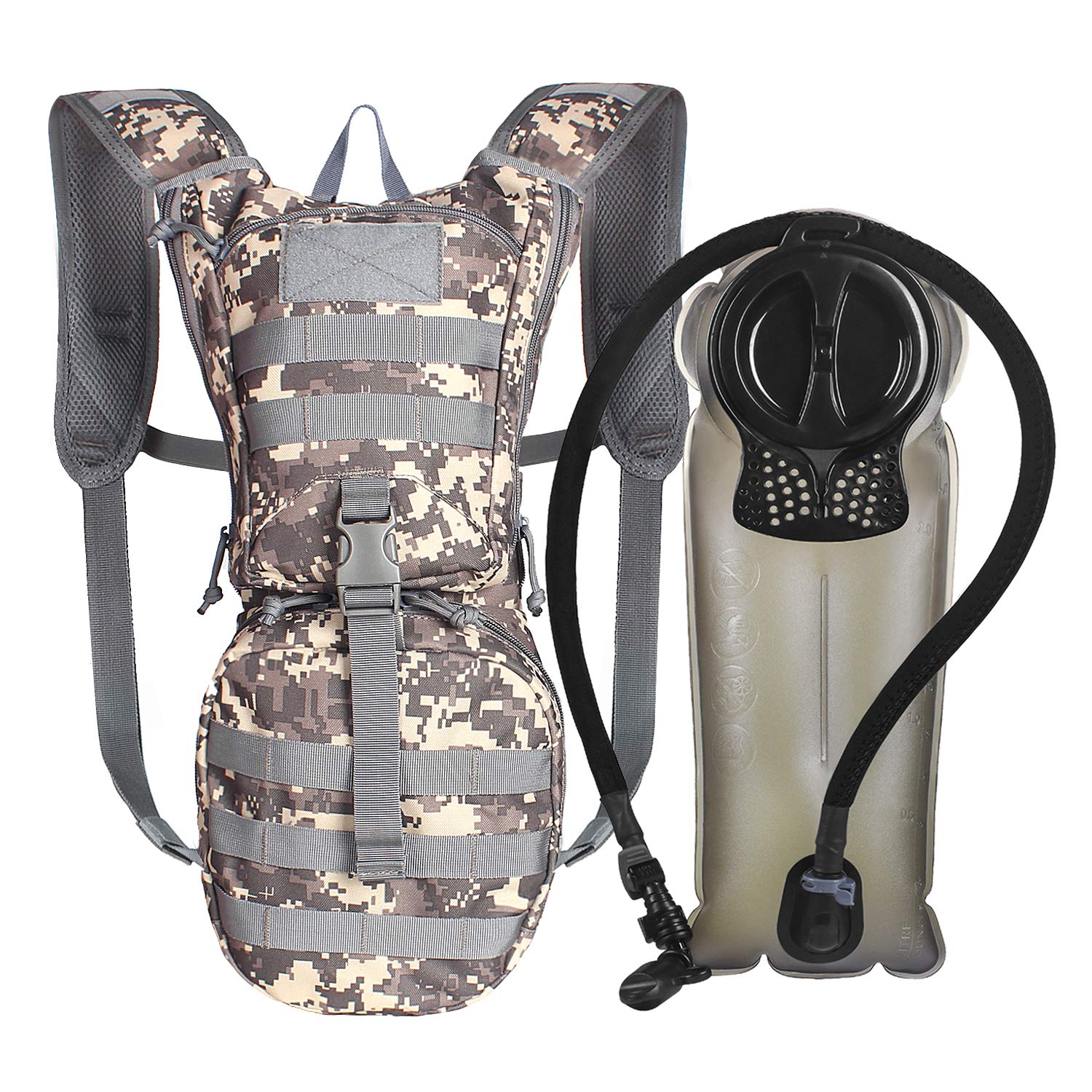 Unigear Tactical Hydration Pack Backpack 900D with 2.5L Bladder for Hiking, Biking, Running, Walking and Climbing (TAN)
