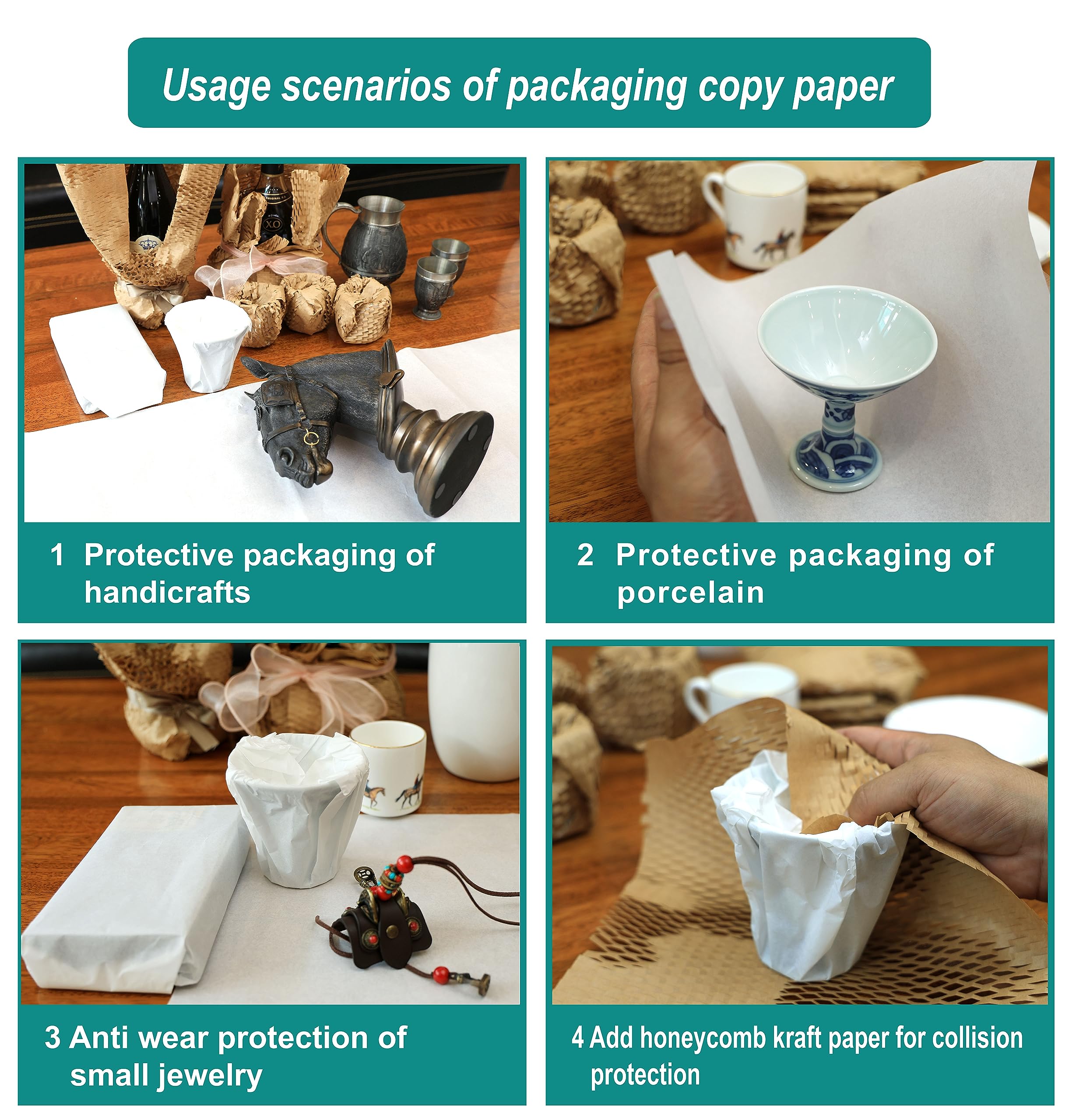 UTOCITY Eco-Friendly Honeycomb Packing Paper, Biodegradable and Recyclable Cushioning Wrap Bubble Paper Roll for Moving Shipping Packaging Gifts, Includes 20 Fragile Sticker Labels