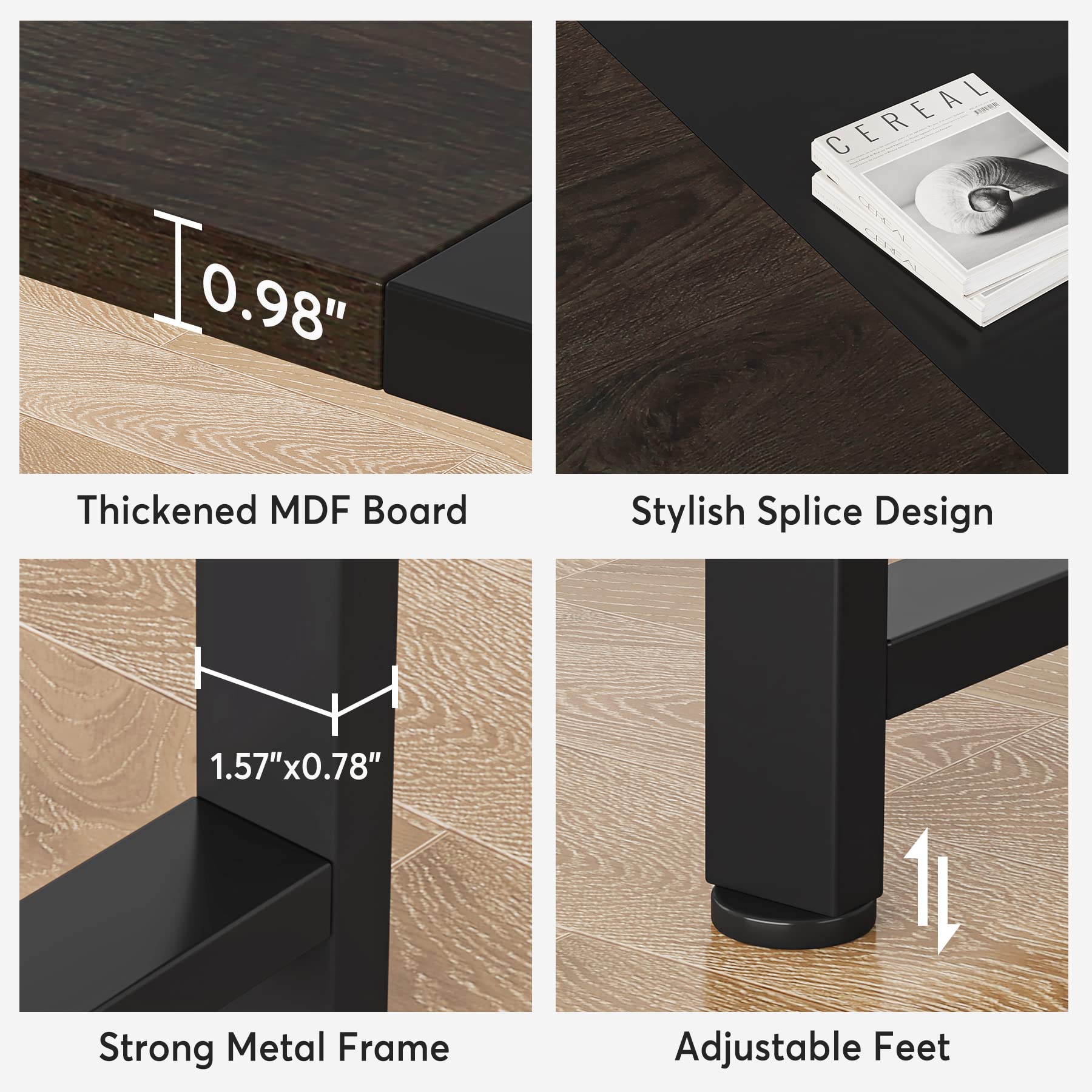 Tribesigns 6FT Conference Table, 70.86" W x 35.43" D Meeting Room Table Boardroom Desk for Office Conference Room, Splicing Board with Heavy Duty Metal Frame, Vintage Grey/Black