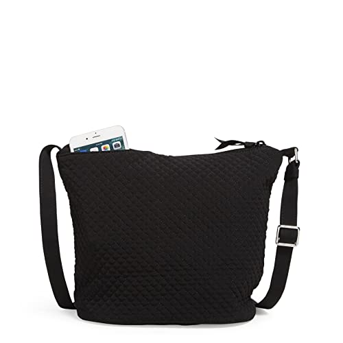 Vera Bradley Women's Microfiber Bucket Crossbody Purse, Classic Black, One Size