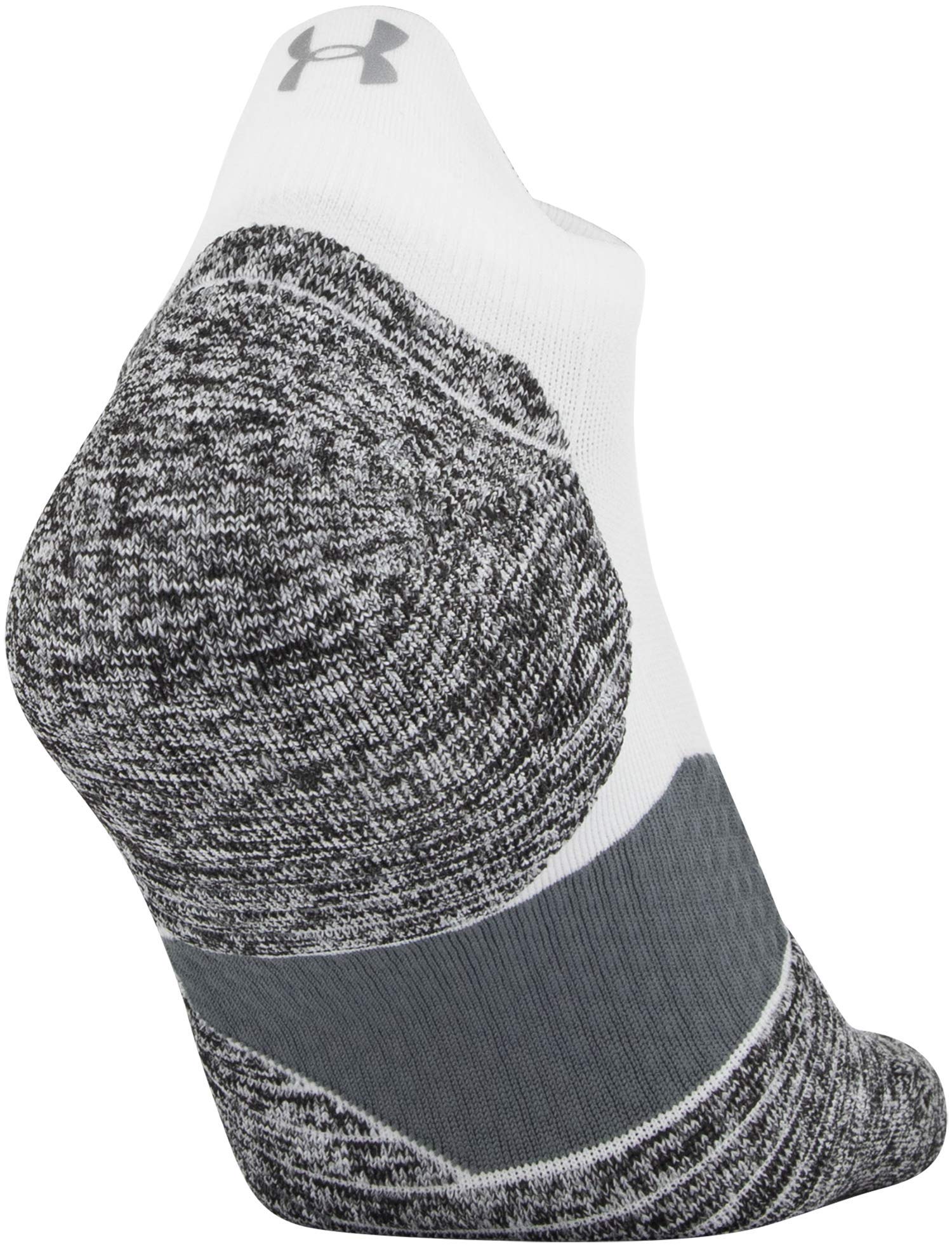 Under Armour Unisex-Adult Run Cushion No Show Tab Socks, Multipairs , White/Pitch Gray (1-Pair) , Large