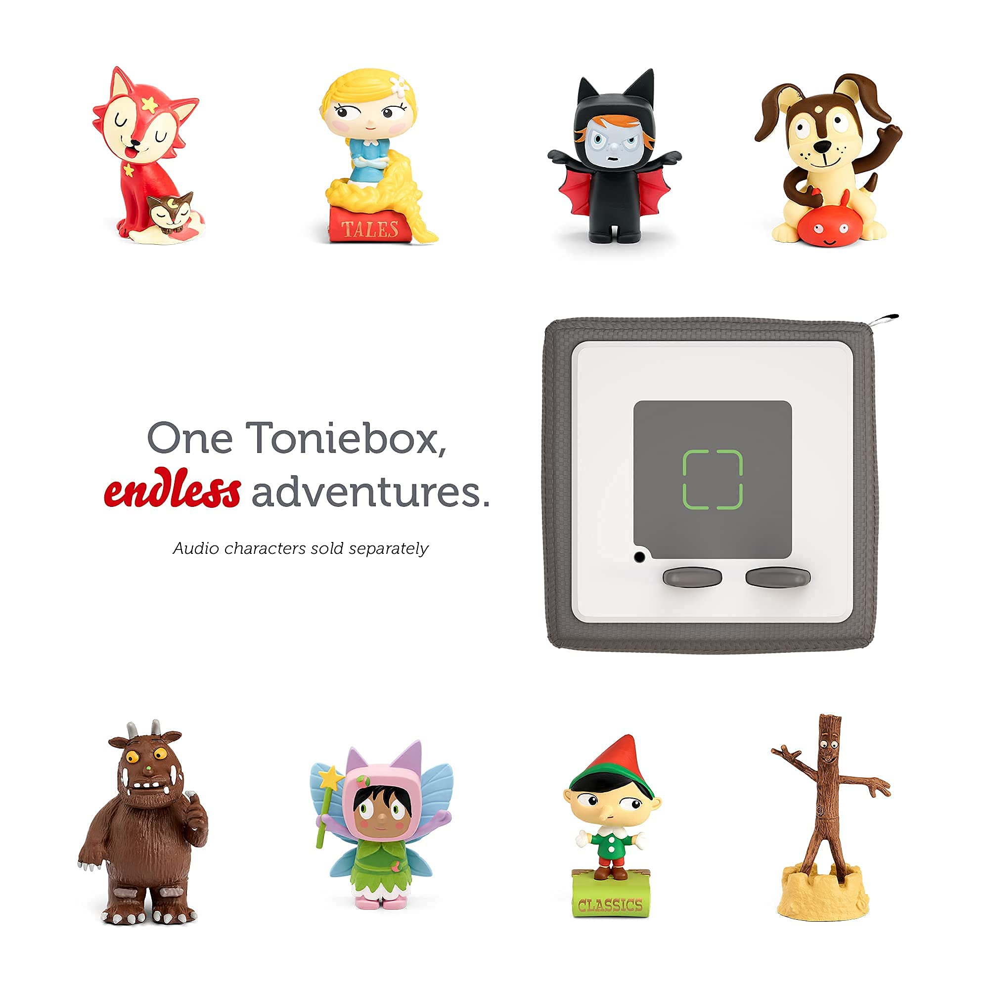 Toniebox Audio Player Starter Set with Playtime Puppy - Listen, Learn, and Play with One Huggable Little Box - Gray