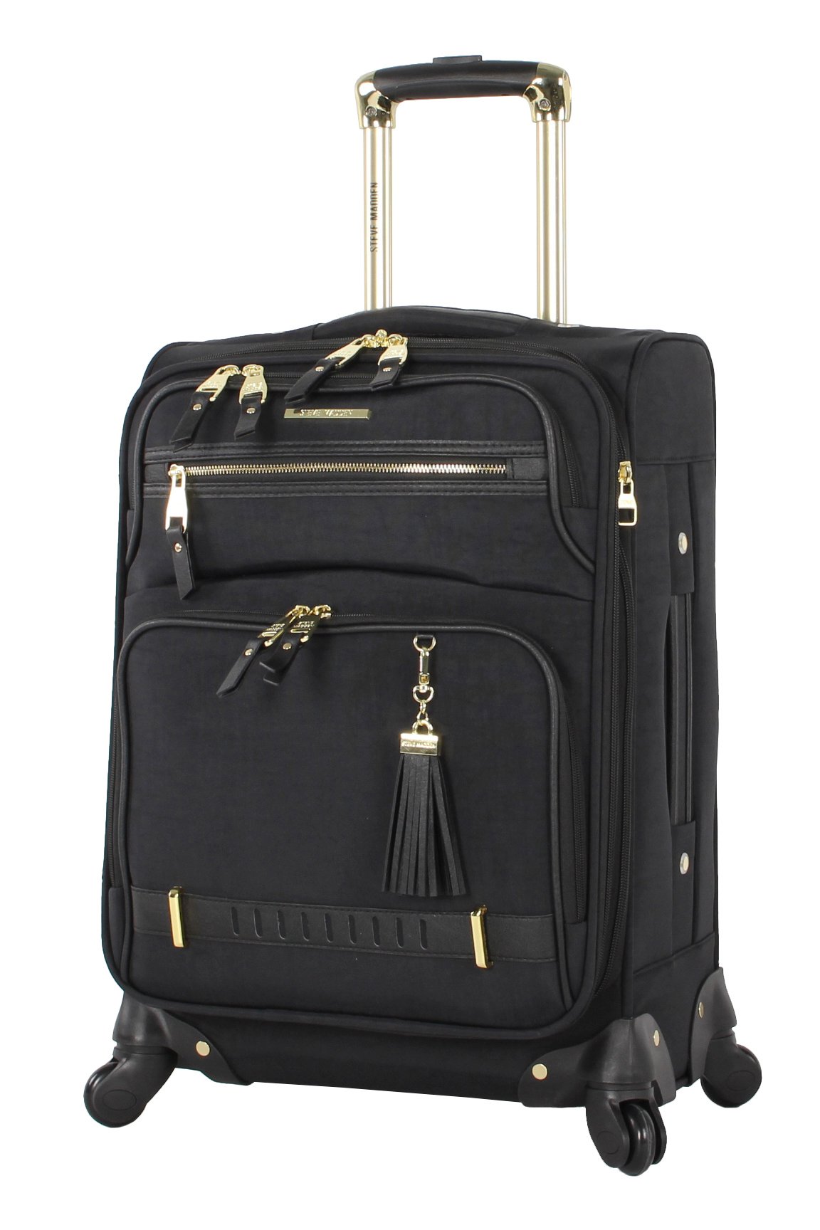 Steve Madden unisex-adult (luggage only) Carry on Bag with Spinner Wheels, Peek-a-boo Black, 20in