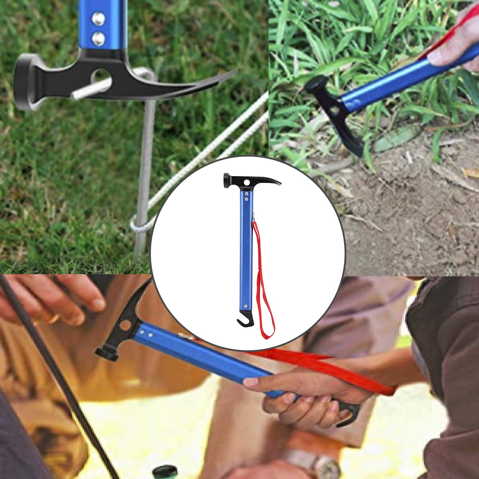XMSound 8pcs Heavy Duty Iron Tent Stakes,1 Super Light Tent Mallet Hammer,Lightweight & Sturdy & Anti-Rust, Great for Camping, Hiking, Backpacking, Gardening