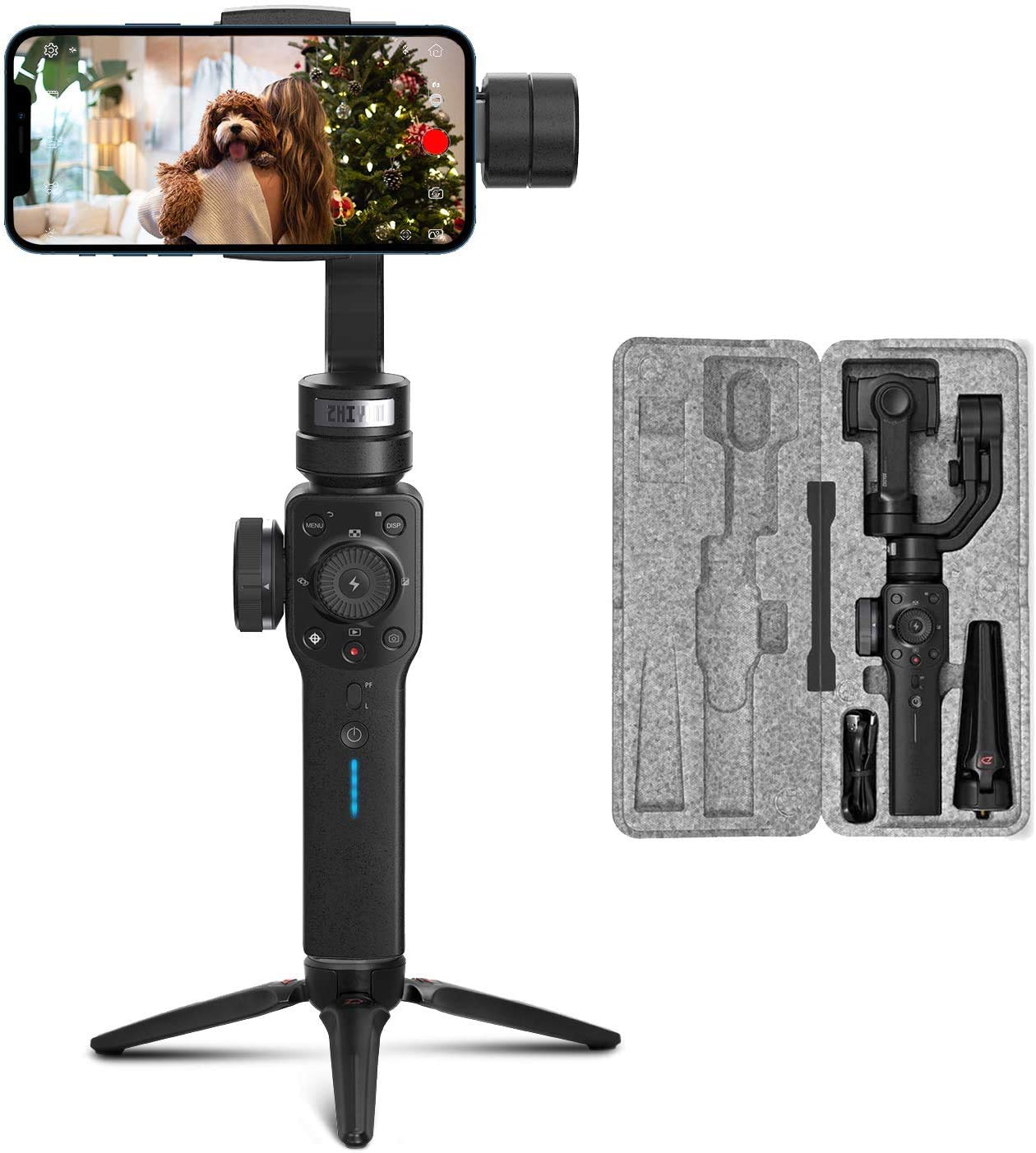 Zhiyun Smooth 4 [Official] 3-Axis Handheld Smartphone Gimbal, Professional Phone Stabilizer for iPhone Android(with Tripod), Ideal for Vlogging YouTube TikTok Instagram Live Video