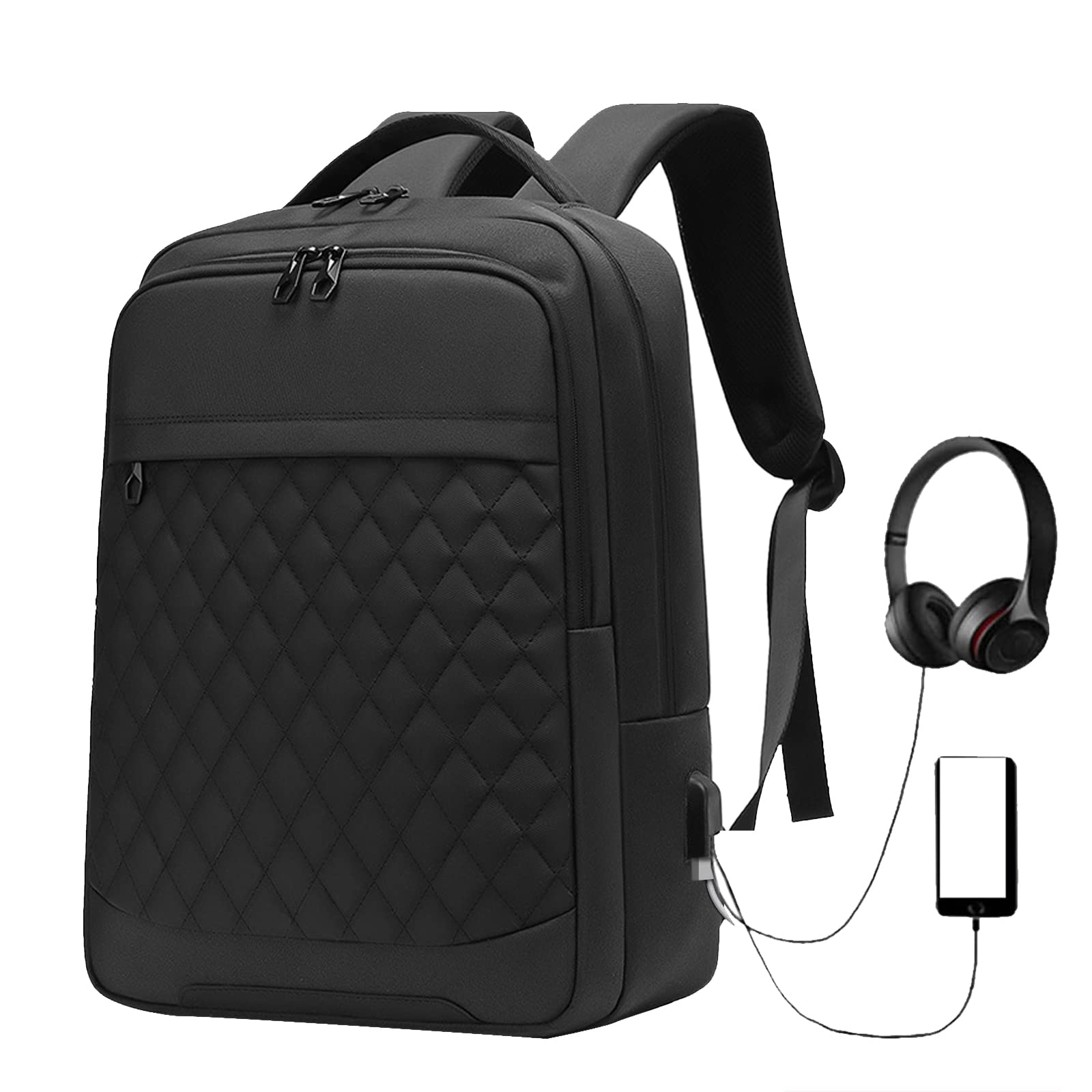Xdalula 15.6 Inch Backpack Women Men Work Bag Fashion with USB Port, Waterproof Backpacks Nurse Stylish Travel Bags Casual Daypacks for, Business, Black