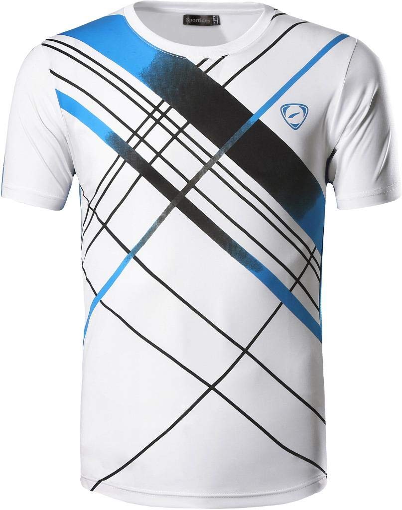 Sportides Men's Short Sleeve Sport Tee Shirts T-Shirts Tshirt Tops Runningshirt Golf Tennis Bowling Running LSL133 White M