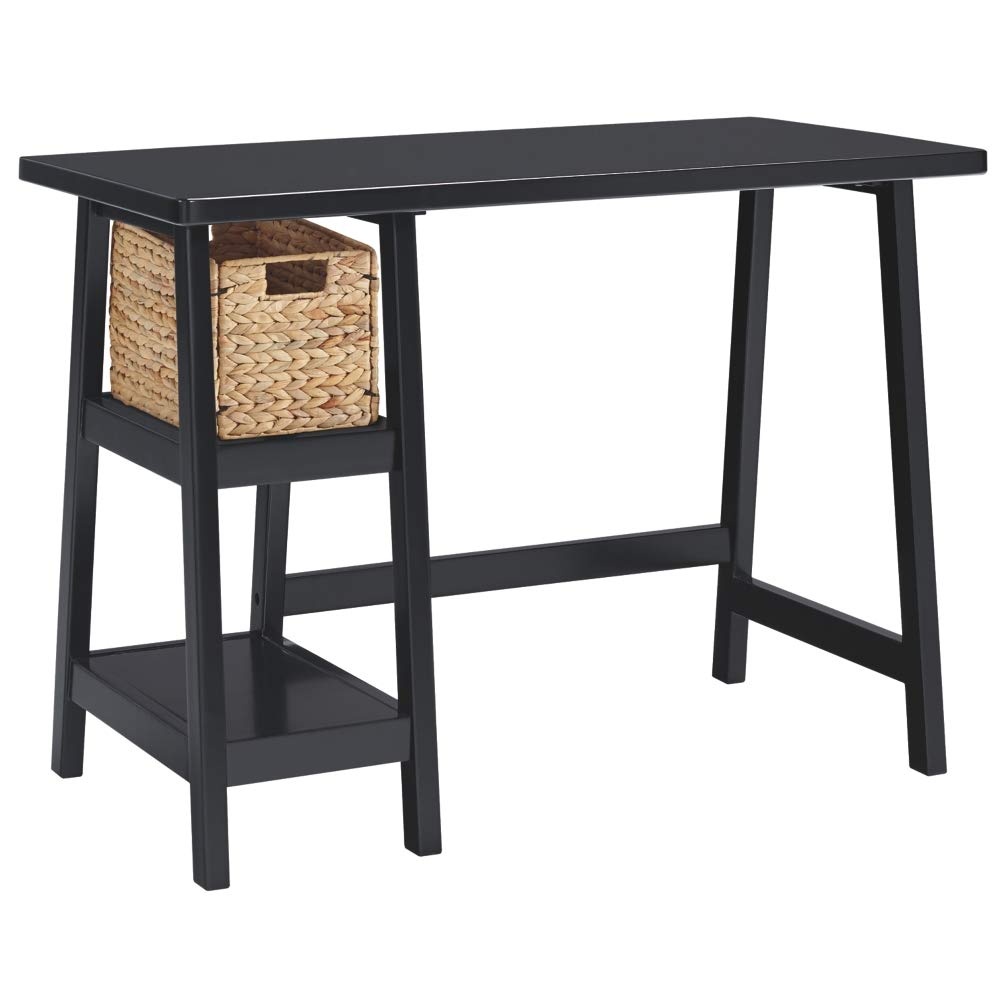 Signature Design by Ashley Mirimyn Vintage 42" Home Office Desk with Basket, Distressed Black