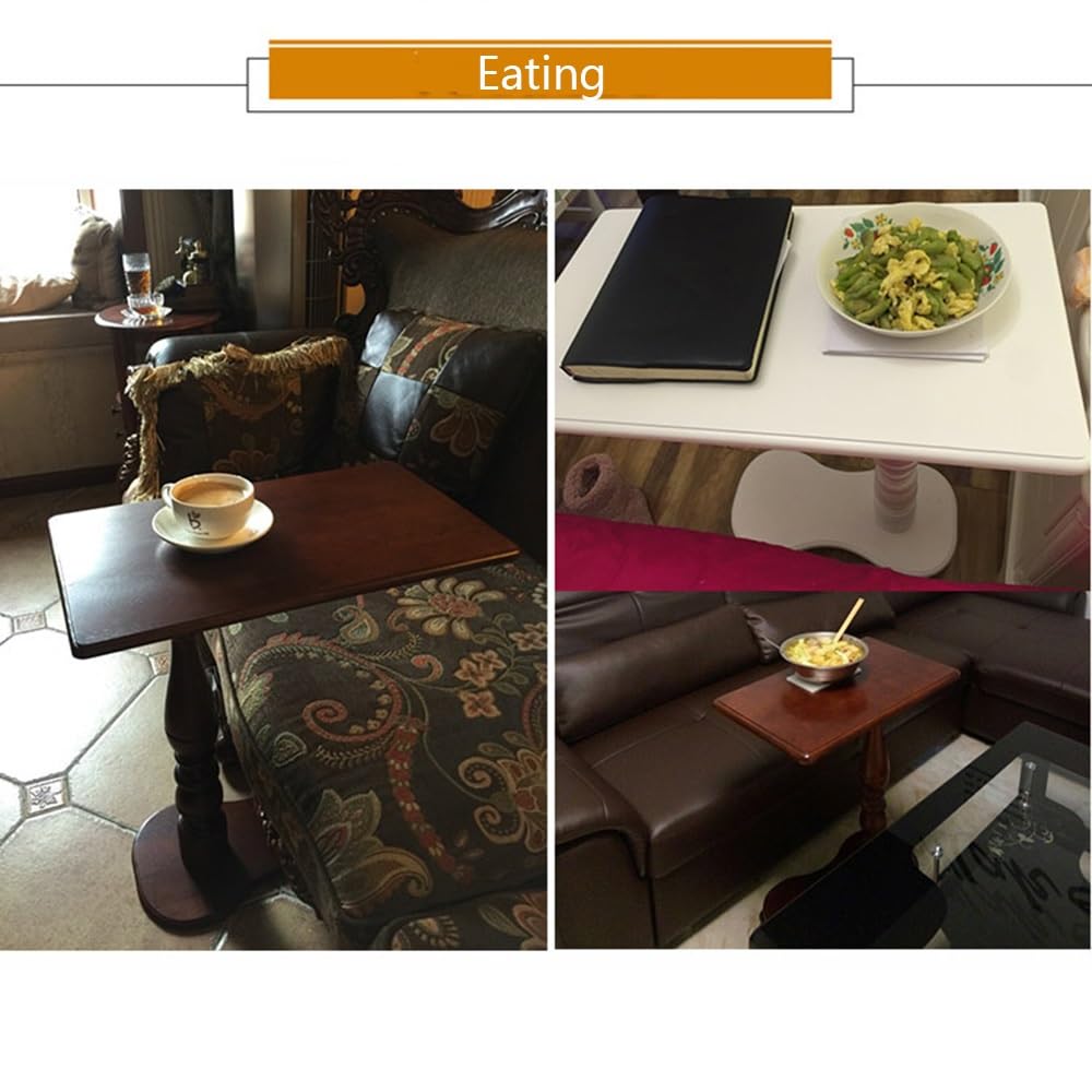 VERDDE C-Shaped End Table, Wood Tray Table with Wheel, Small Side Table for Couch, Tray Table for Sofa, Living Room, Bedroom, Bedside, Natural Wood