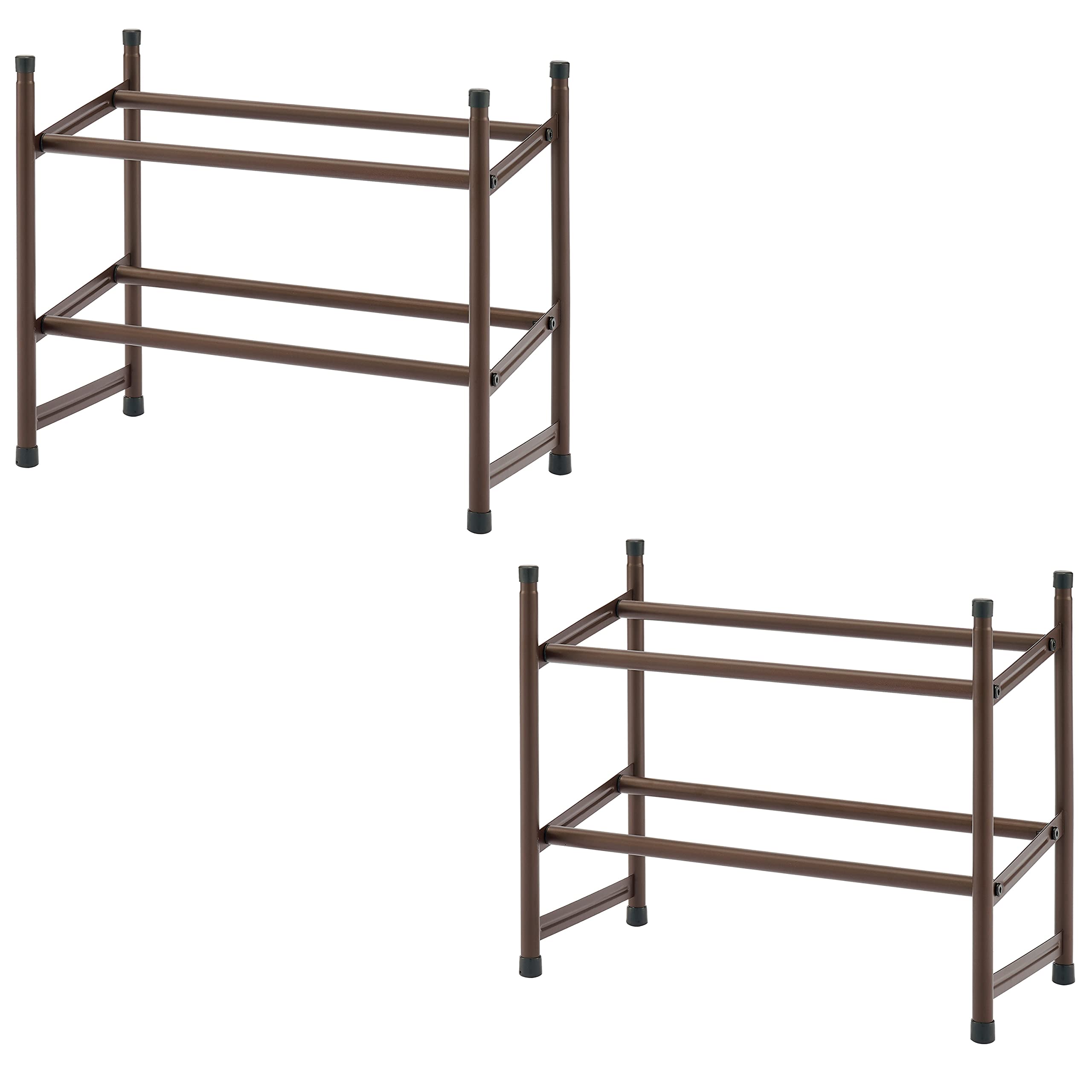 Tajsoon 2-Tier Stackable Shoe Rack Organizer, Expandable & Adjustable Metal Iron Shoes Storage for Entryway Doorway, Bronze