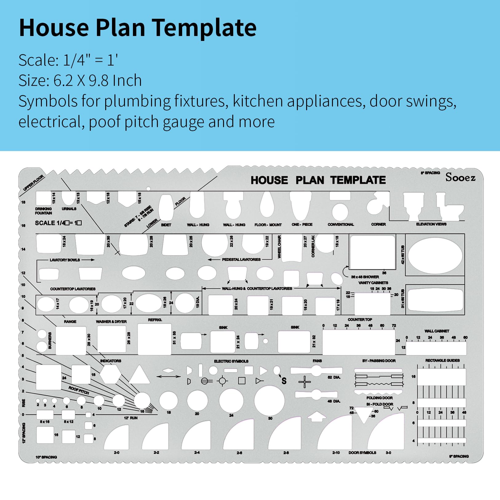 Sooez Architectural Templates, House Plan Template, Interior Design Template, Furniture Template, Drawing Template Kit, Drafting Tools and Supplies, Template Architecture Kit, Set of 3