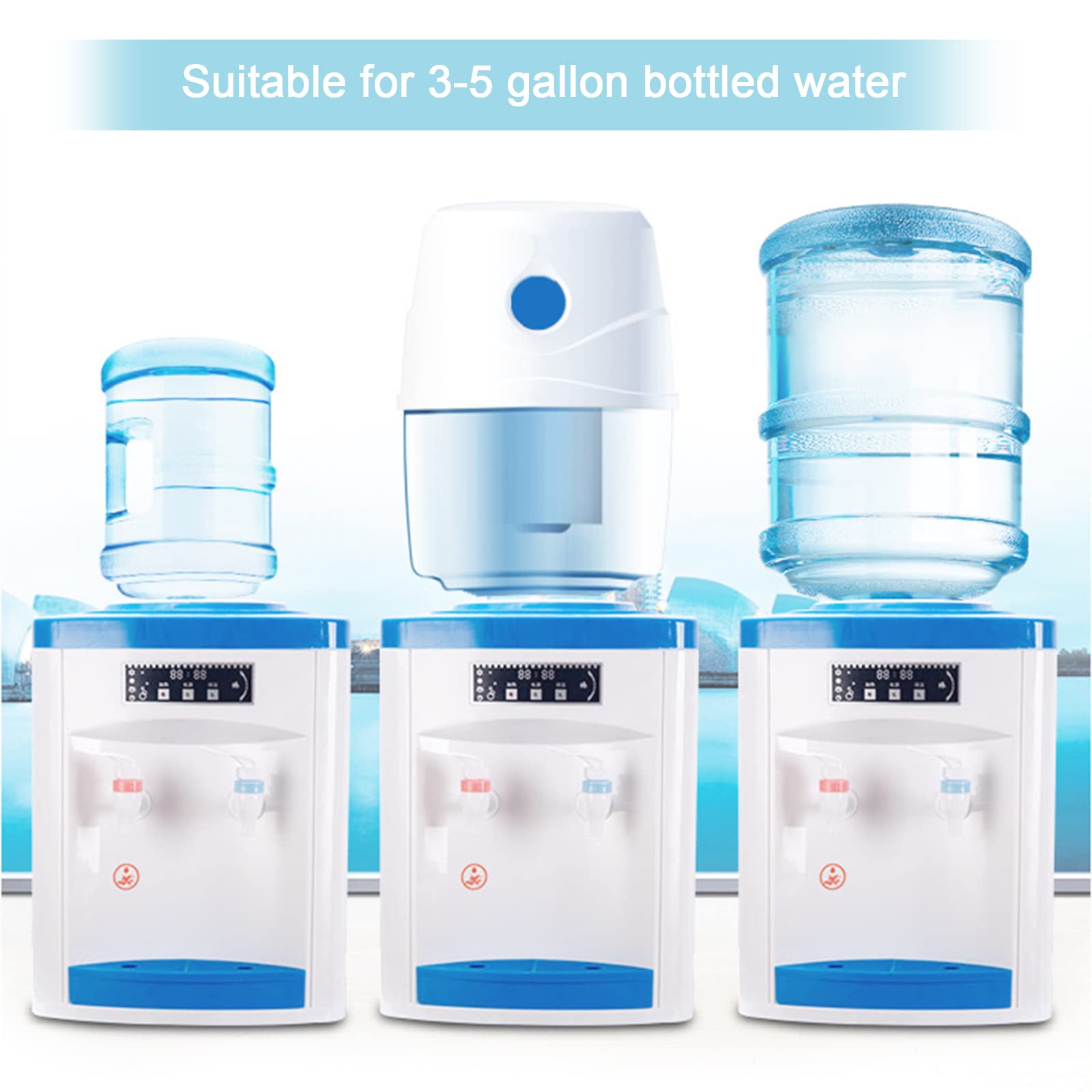 SHIOUCY Top Loading Water Cooler Dispenser - Desktop Electric Hot and Cold Dispenser,3 Temperature Settings Boiling Ice Water（46-59℉）for 1 to 5 Gallon Bottles, 10.6*9.4*14.1inch, Pale Gold 550w
