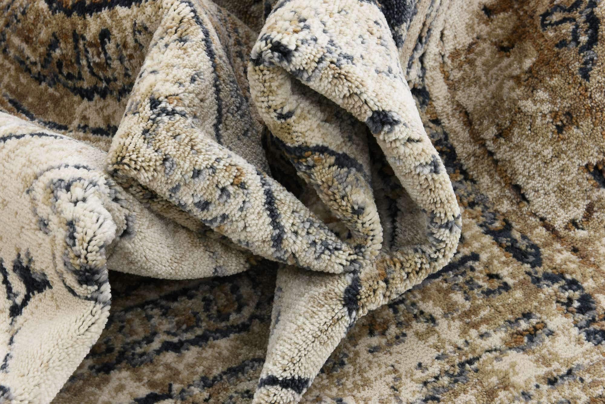 Unique Loom Chateau Collection Geometric, Vintage, Textured, Distressed, Traditional Area Rug, 5' 0" x 8' 0", Beige/Navy Blue