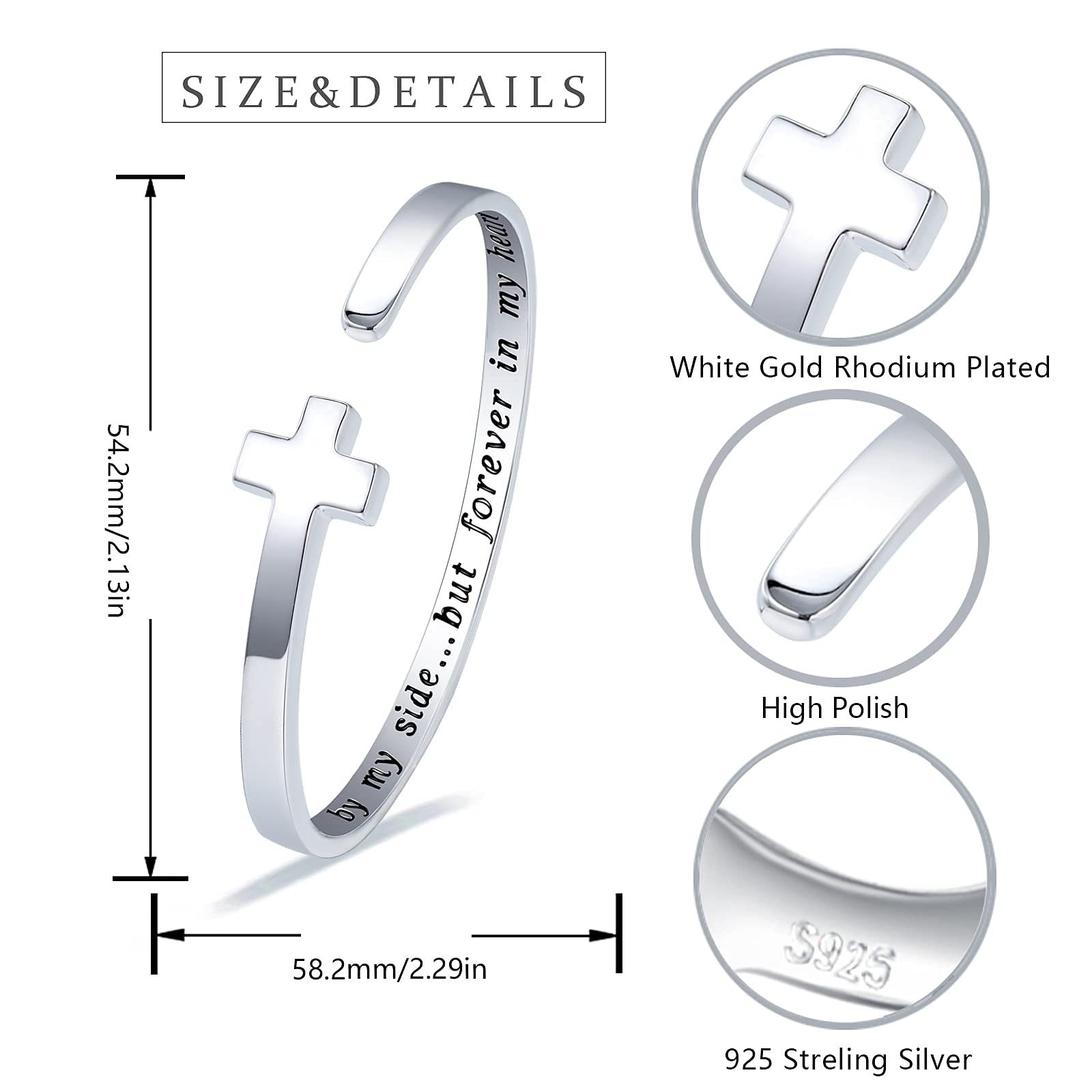 WOUOVO Cross Urn Bracelet for Ashes - 925-Sterling-Silver Adjustable Celtic Knot Urn Ring Platinum Plated Cross Cuff Bangle Memorial Keepsake Cremation Jewelry for Women Men