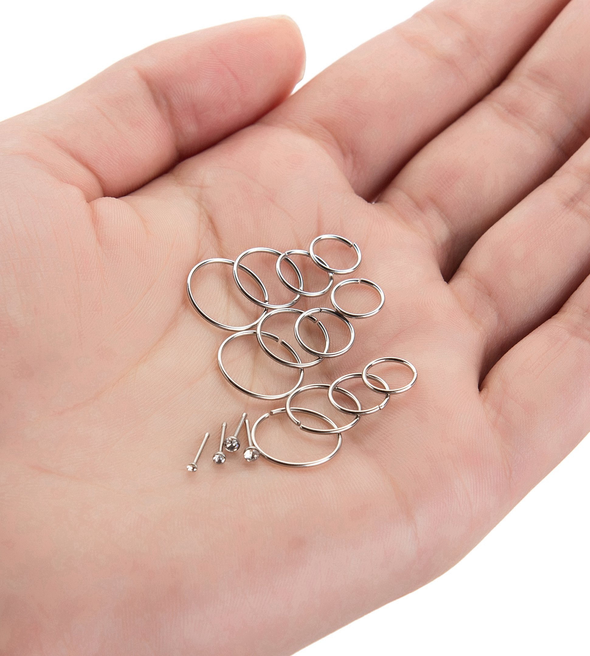 YOVORO 22G 72PCS 316L Stainless Steel Nose Studs Rings Cartilage Hoop Ear Piercing Body Jewelry 1.5MM 2MM 2.5MM W