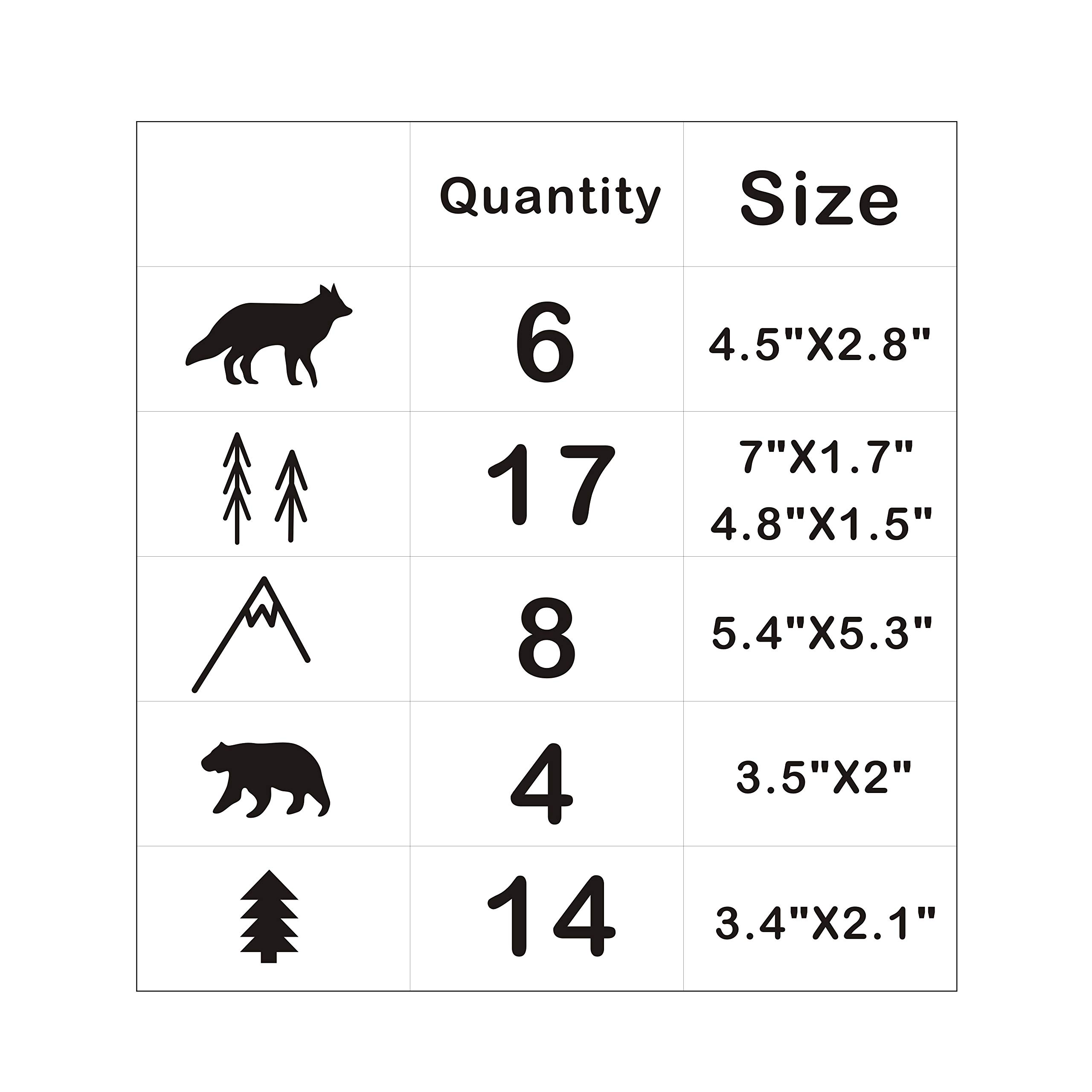 Woodland Animals, Trees and Mountains Wall Decals, Vinyl Stickers for Bedroom, Living Room, School, Nursery Wall Decals, Room Decor A44 (Black)