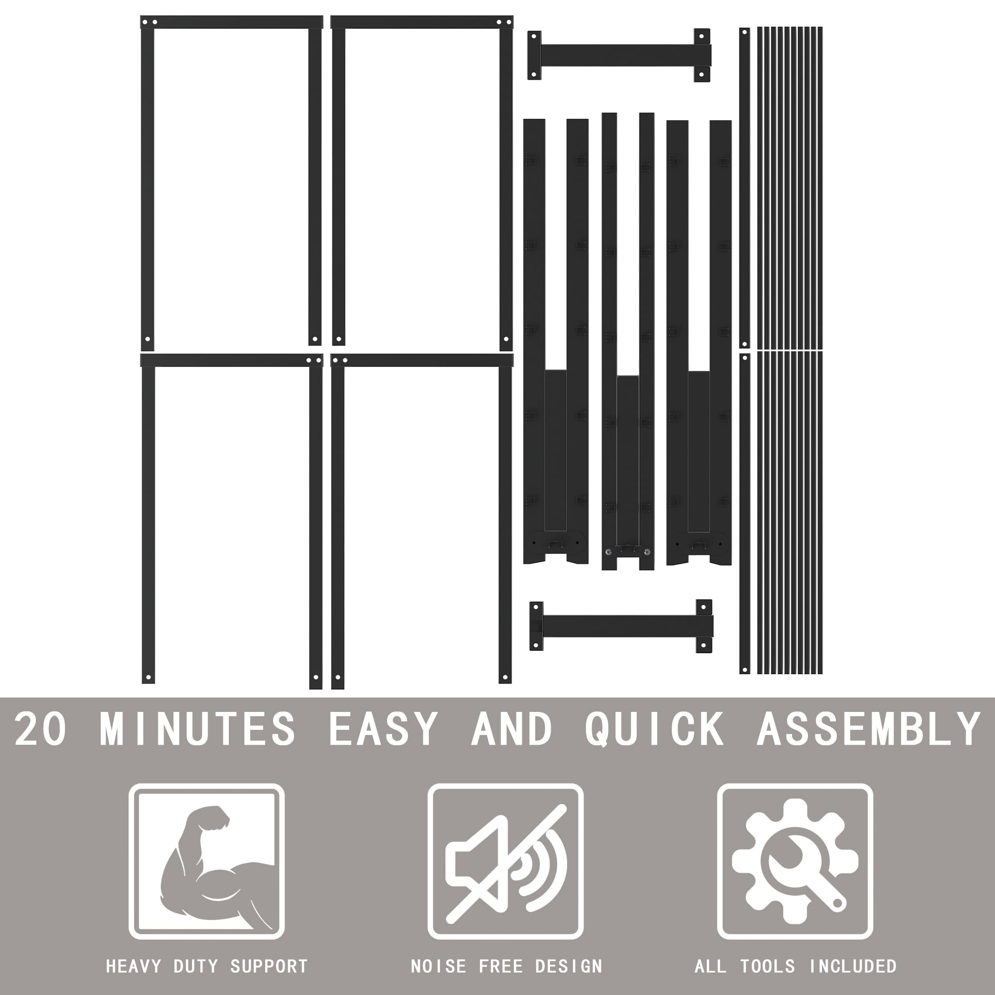 XINXINYAN 16 Inch Full Bed Frame, No Box Spring Needed, Heavy Duty Metal Platform Bed Frame Full Size, Strong Steel Slats Support, Noise Free, Easy Assembly, Black
