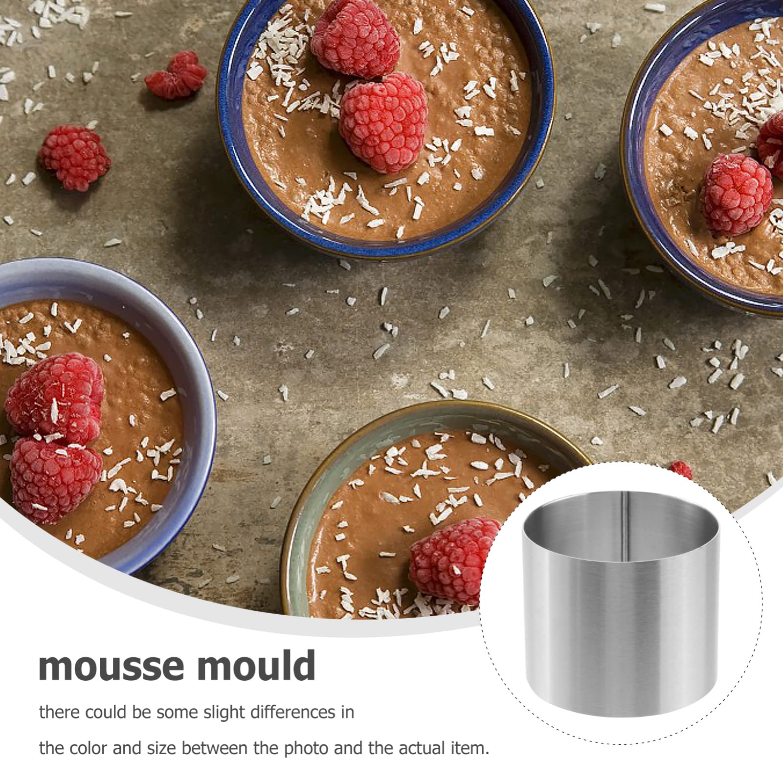Yardwe 12pcs Mousse Cake Mold Round Mousse Ring Stainless Steel Cake Mousse Ring for Desserts Pastry Eggs 6 * 6 * 5CM