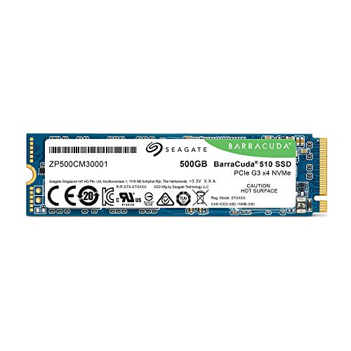 Seagate Barracuda 510 500GB SSD Internal Solid State Drive PCIe Nvme 3D TLC NAND for Gaming PC Gaming Laptop Desktop (ZP500CM30001) ZP500CM3A001
