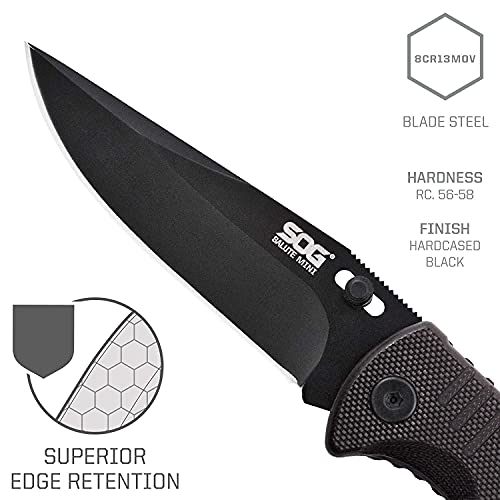 SOG Folding Knife Pocket Knife β Salute Mini Tactical Knife, Hunting Knife, Flipper Knife with 3.1 Inch Clip Point, EDC Knife Pocket Clip (FF1101-CP)