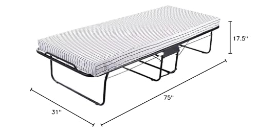Wenst'sKufAN 75"x31" Premium Folding Bed with Luxurious Memory Foam Mattress – Featuring a Super Strong Sturdy Frame, 75.0"X31.0"X17.5"(L X W X H), Black White