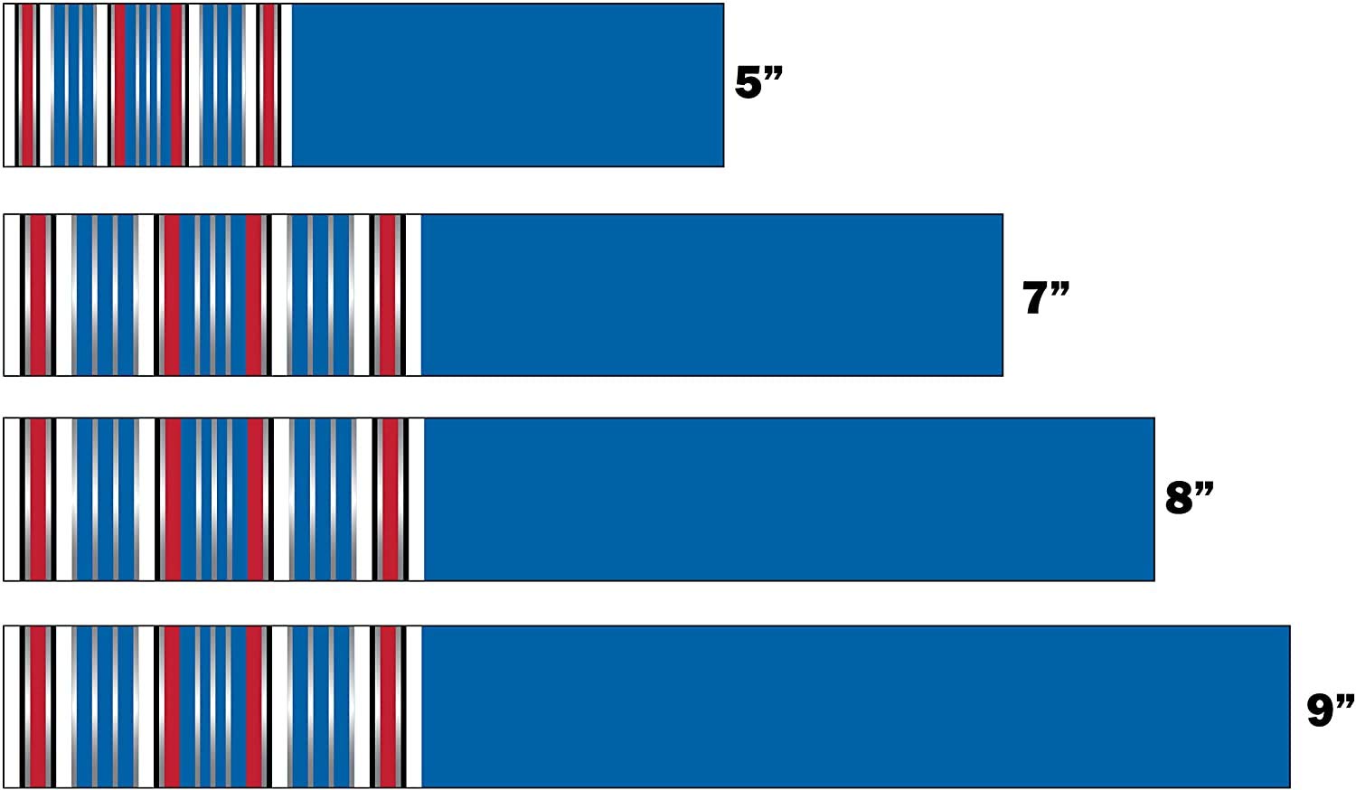 White Water Archery Non-Laminated Blue Background Red Stripe Traditional 18 Crest Arrow Wraps 15 pk Choose Length Width (9.75)