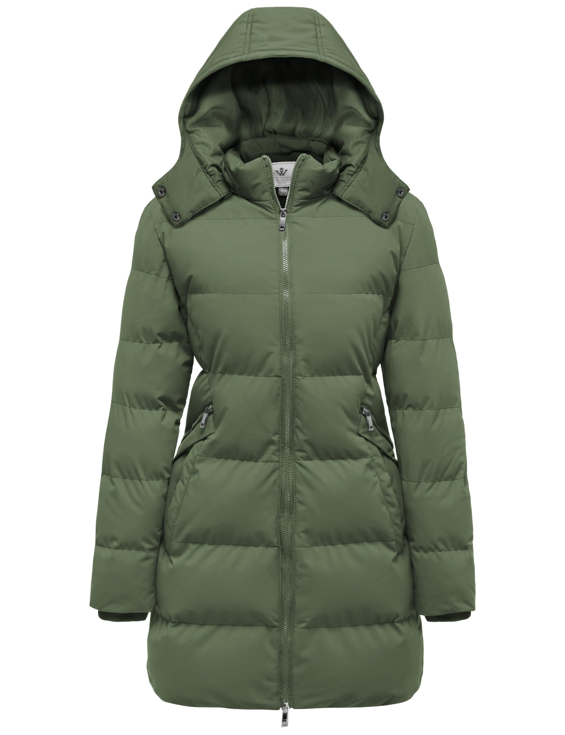 WenVen Women's Winter Long Parka Coat Thicken Outwear Puffer Full-Zip Jacket (Army green,L)