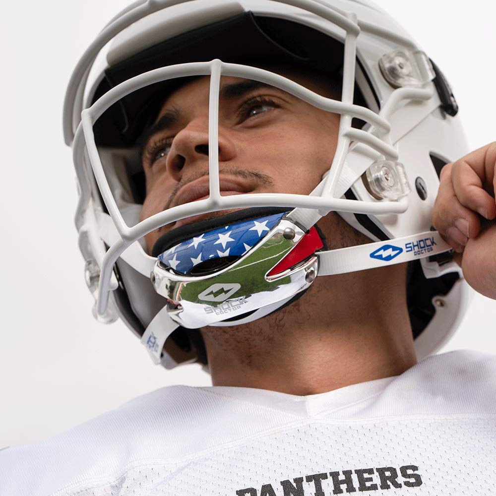 Shock Doctor 509-99-FLG-05 Ultra Pro Showtime Chin Strap Chrome Flag Youth-OSFA