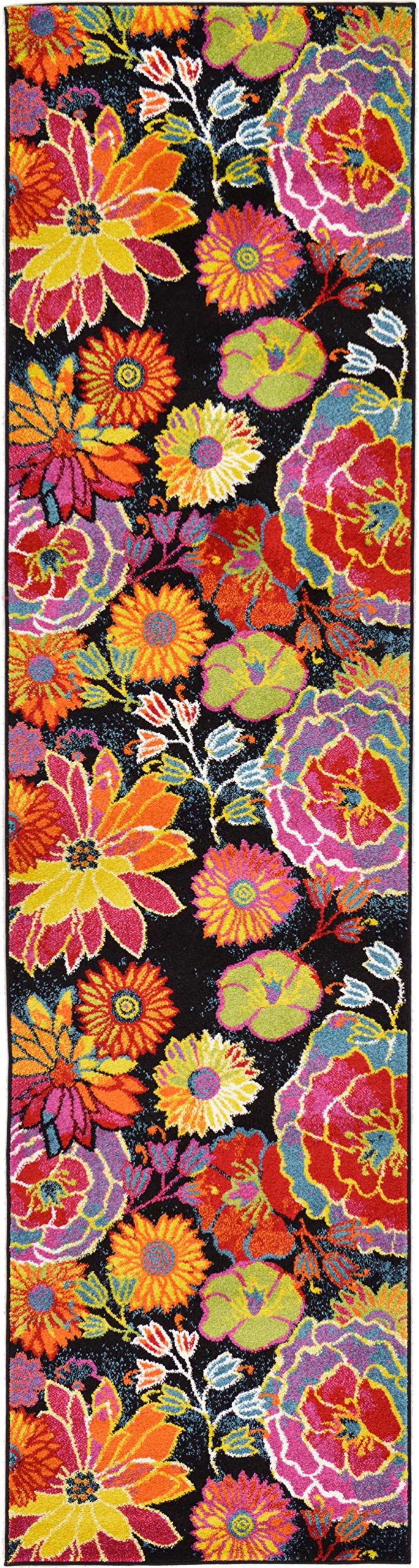 Unique Loom Lyon Collection Area Rug - Kennedy (2' 7" x 10' Runner, Black/ Green)