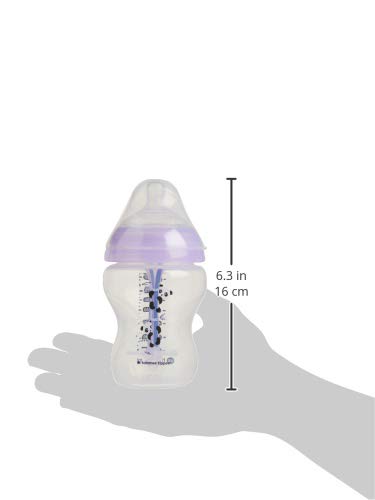 Tommee Tippee Anti-Colic Baby Bottles, Slow Flow Breast-Like Nipple and Unique Anti-Colic Venting System, 9oz, 3 Count, Purple Pandas
