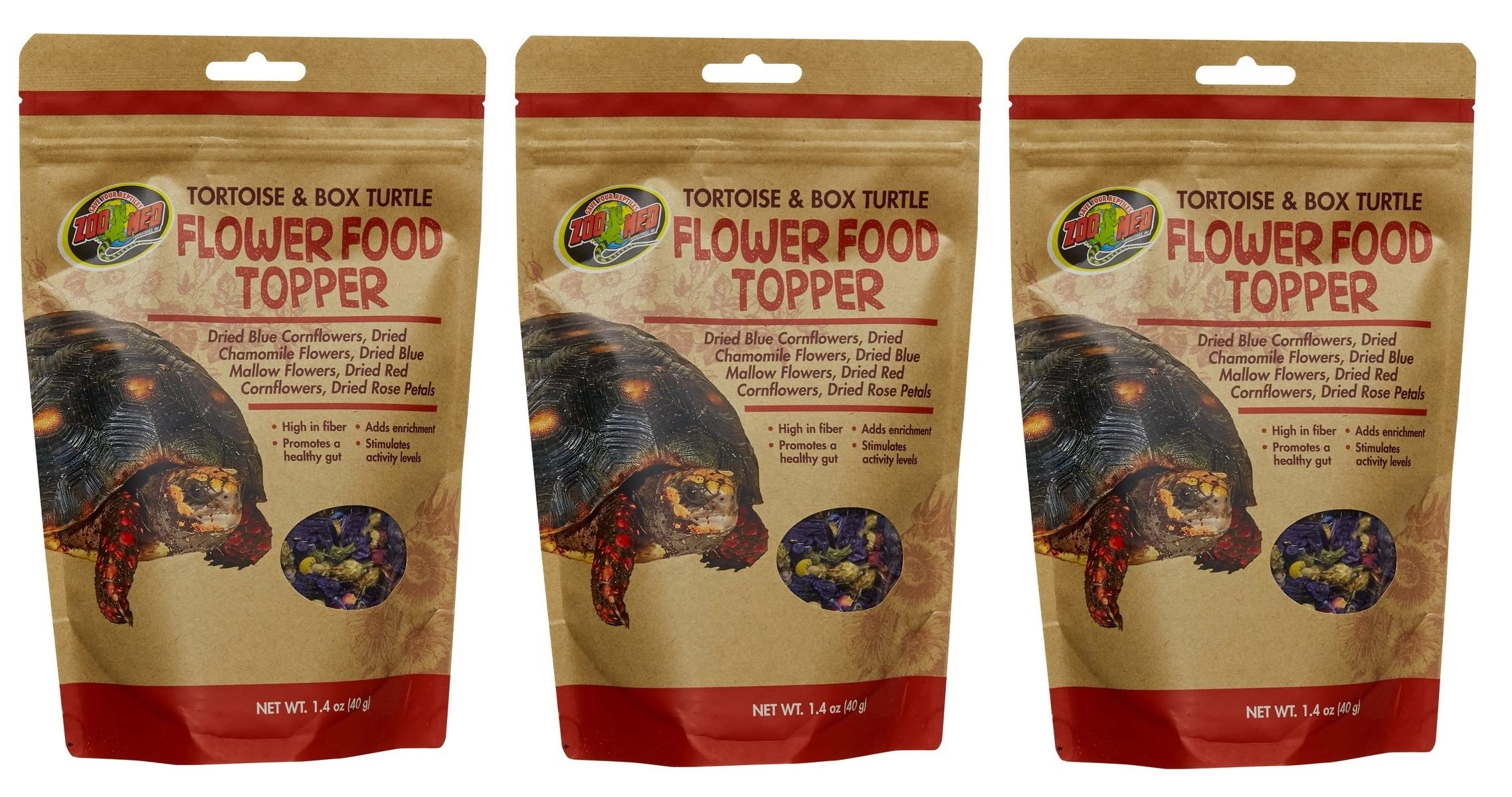Zoo Med Tortoise & Box Turtle Flower Food Topper 1.4 oz - Pack of 33