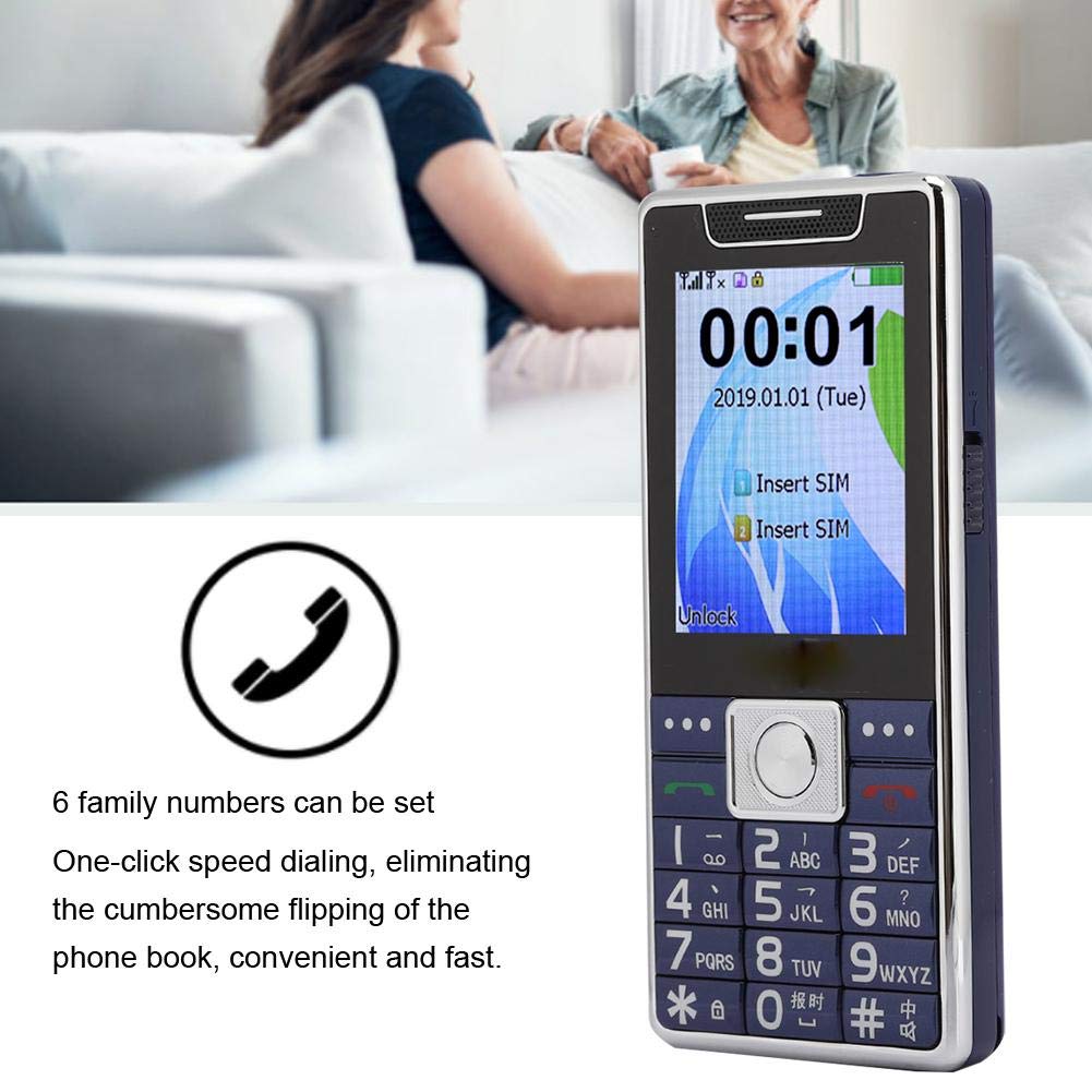 Unlocked Cell Phones with 2.4-inch HD Screen, 2G GSM Network Dual-SIM Card Mobile Phone with 3000mAh Battery, One-Click Dialing * Flashlight for Elderly & Kids(Blue)