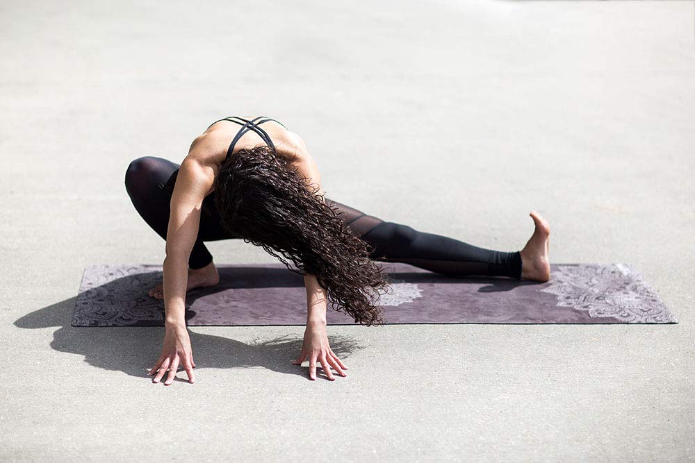 YOGA DESIGN LAB | Travel Yoga Mat | 2-in-1 Mat+Towel | Lightweight, Foldable, Eco Luxury | Ideal for Hot Yoga, Bikram, Pilates, Barre, Sweat | 1.5mm Thick | Includes Strap (Mandala Black, 1.5mm)