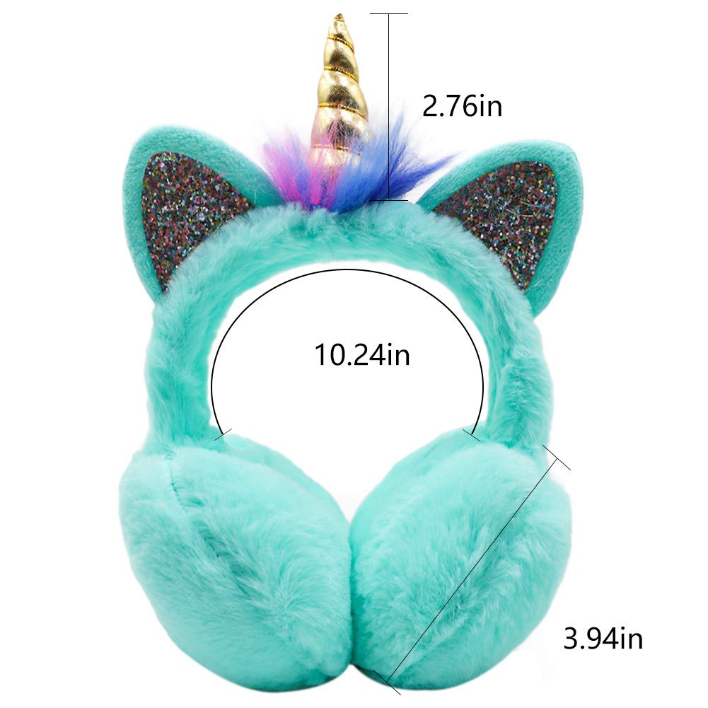 ZTL Unicorn Earmuffs for Girls Kids Women Soft Plush Ear Warmers Winter Ear Muffs