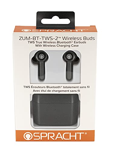 Spracht Zum Truly Wireless Bluetooth 5 Stereo Earbuds, Black (Zum-BT-TWS-2)