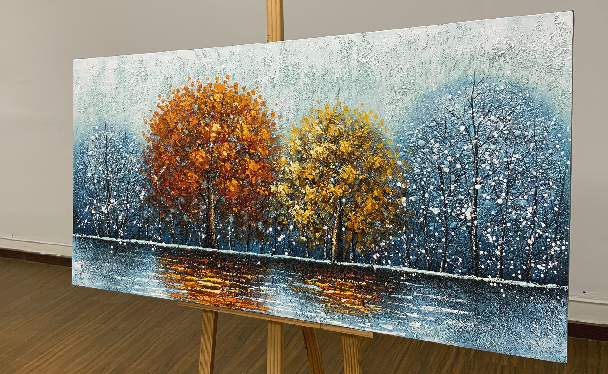 V-inspire Art,24x48 Inch Modern Abstract Hand-Painted Oil Painting Tree Art Wall Art For Living room Bedroom Canvas For Wall Decorations