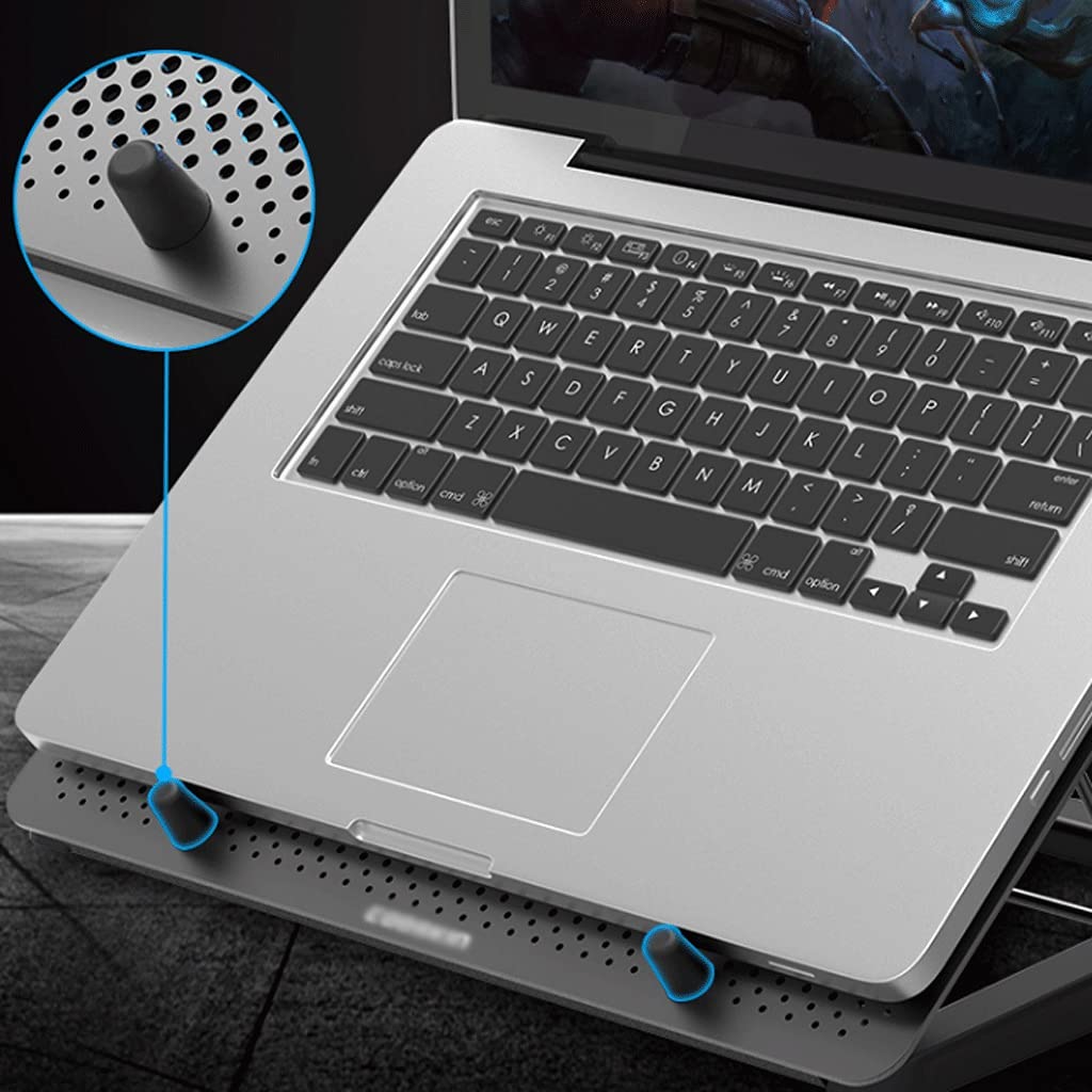 ZGJHFF Steel Mesh Panel LED Fan Adjustable Speed Control 10 "-17" Laptop Cooling Pad, Cooling Bracket