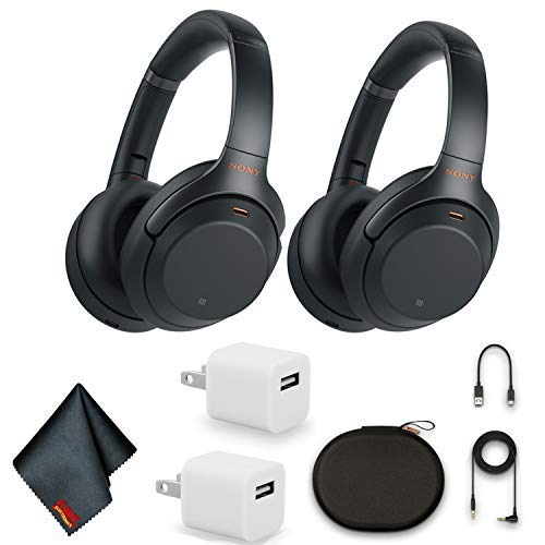 Sony WH-1000XM3 Wireless Noise-Canceling Over-Ear Headphones (Black) Bundle with 2X USB Adapters and More
