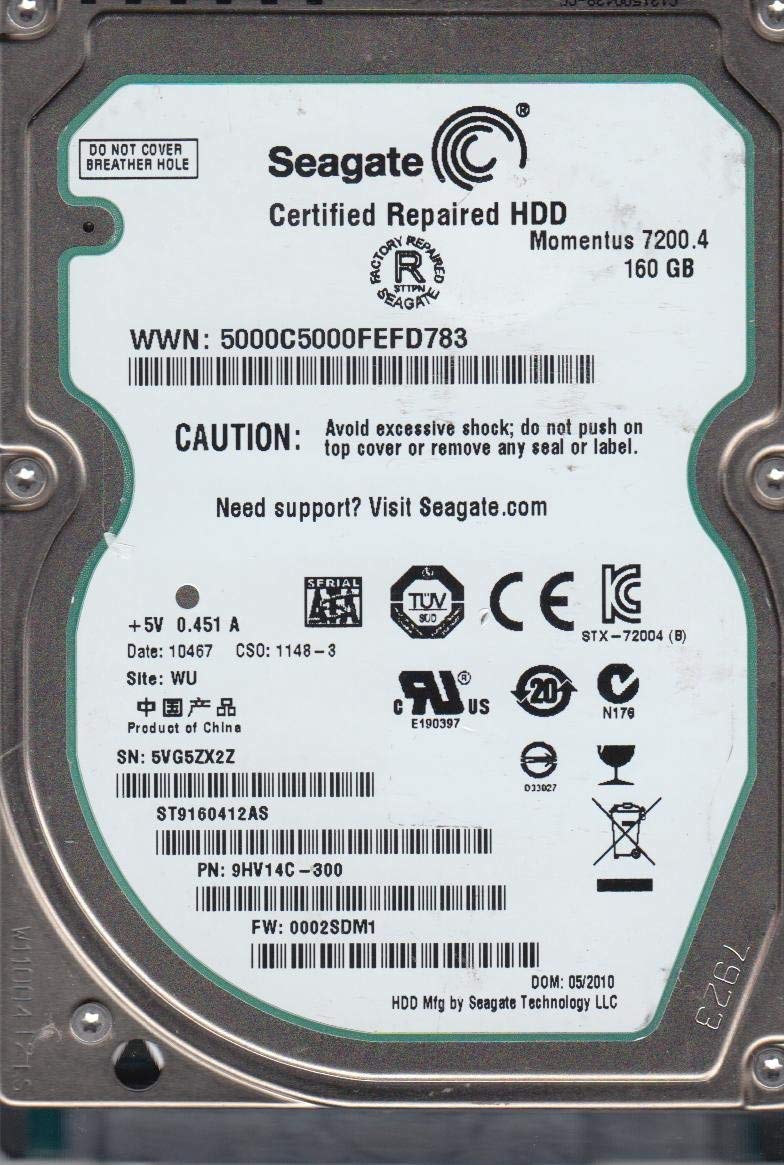 Seagate ST9160412AS 160.0GB 10K SATA 2.5 3Gbps Hard Drive